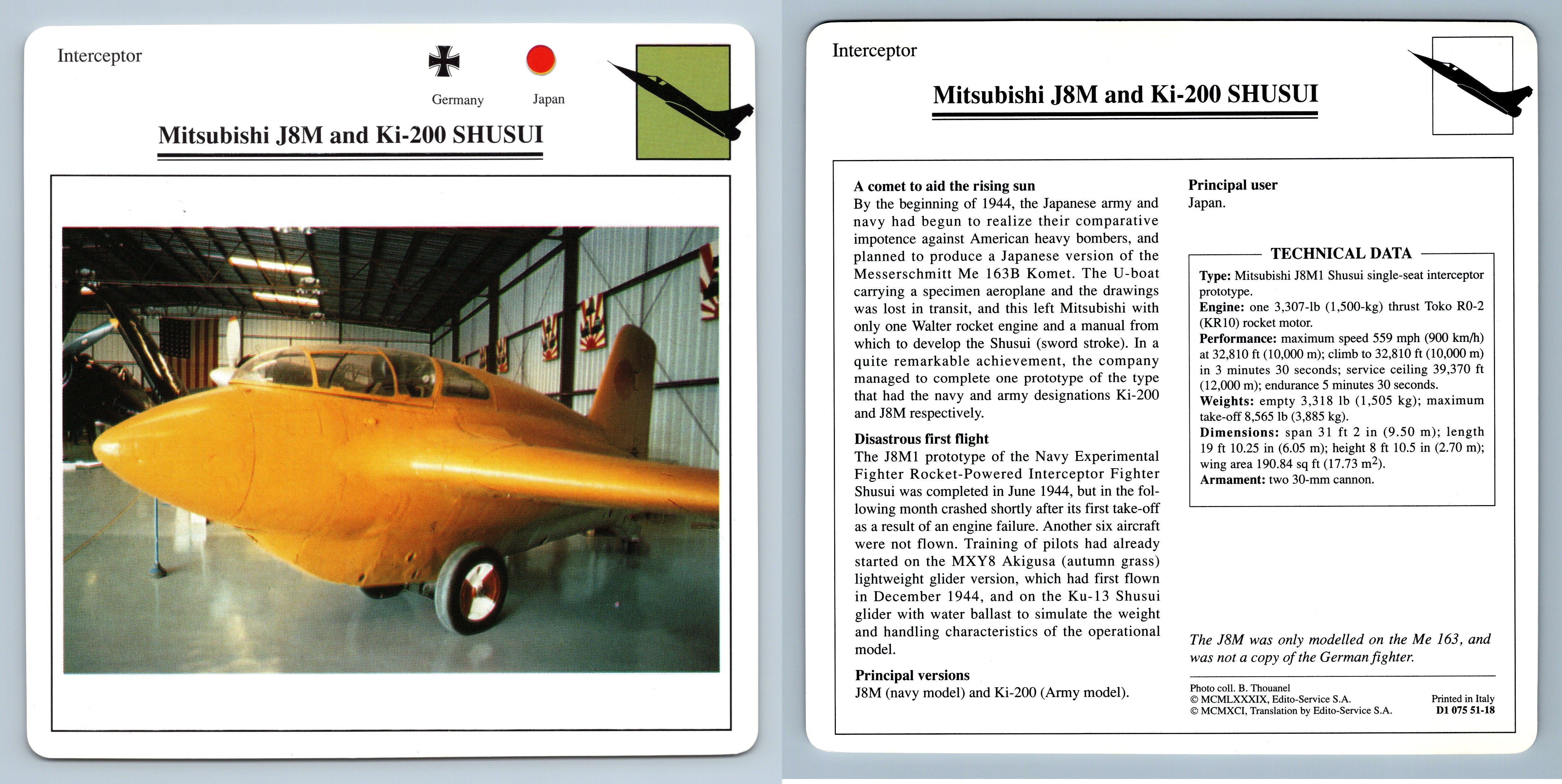 Mitsubishi J8M & Ki-200 Shusui - Interceptor - Warplanes Collectors ...