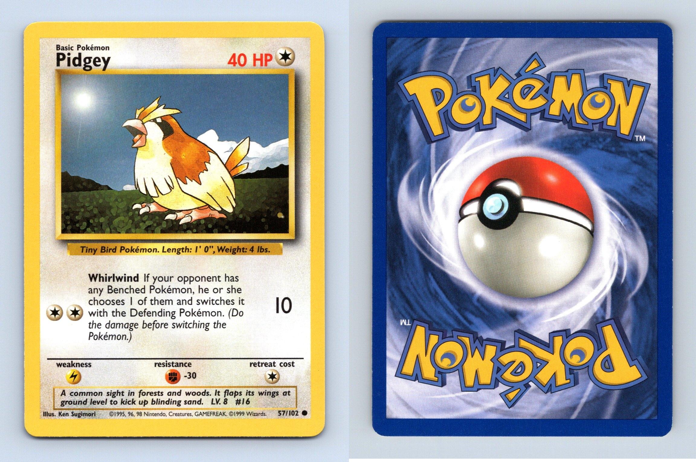 Pidgey #57/102 Base Set Common Pokemon 1999 TCG Card