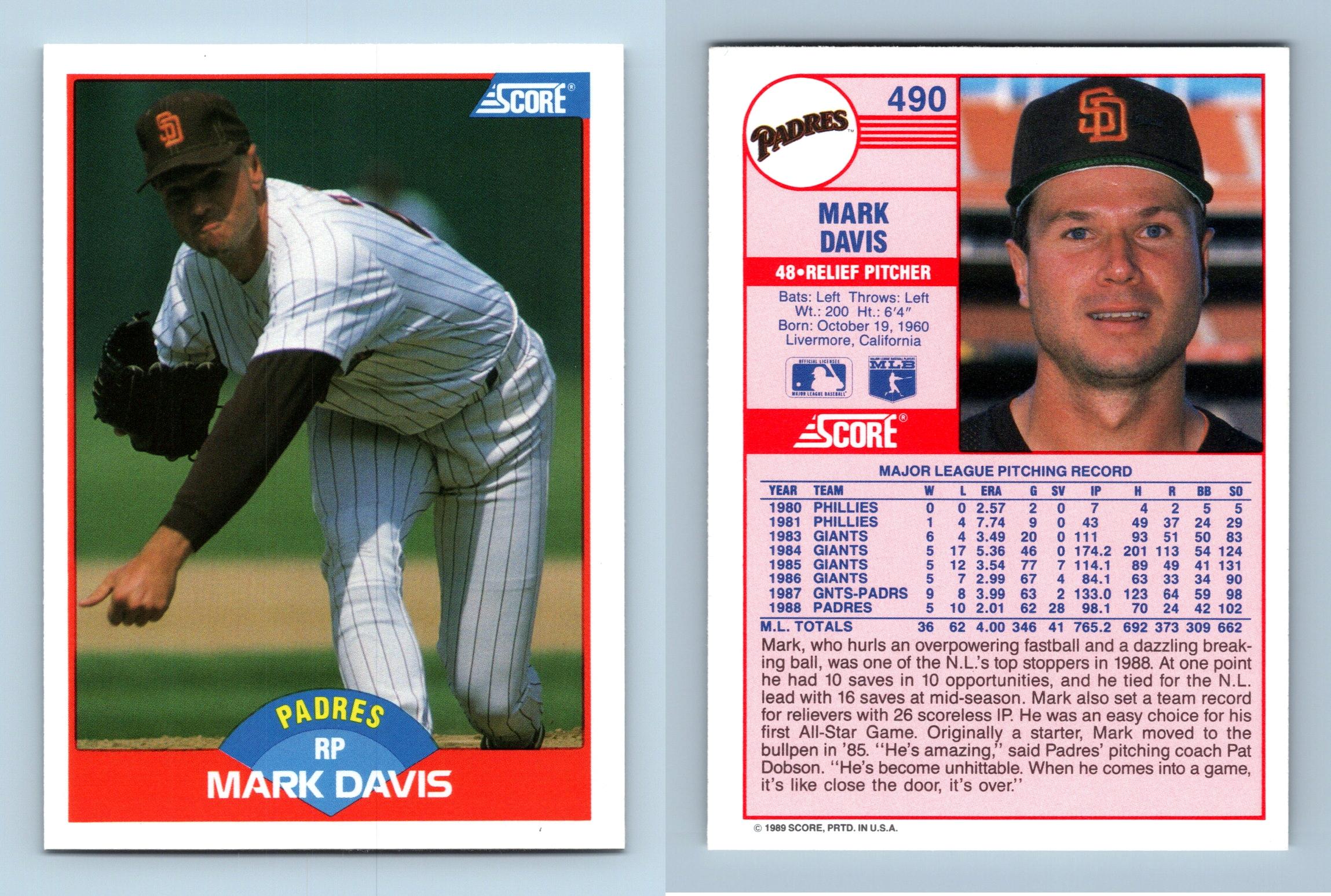 Mark Davis - Padres #490 Score 1989 Baseball Trading Card
