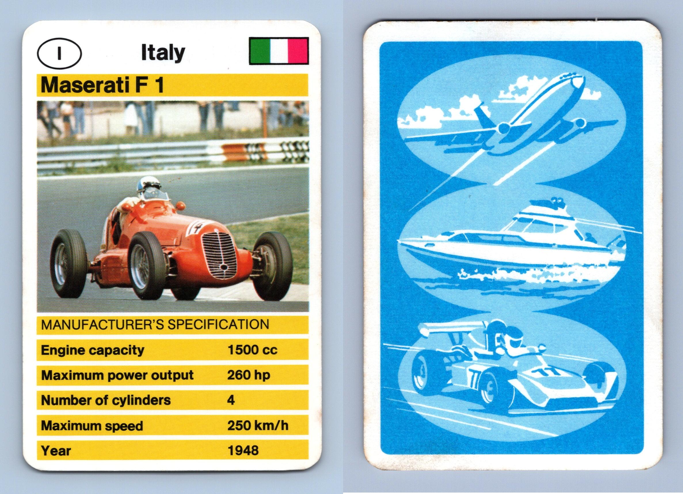 Maserati F 1 - Vintage Racers 1970's Top Trumps Card