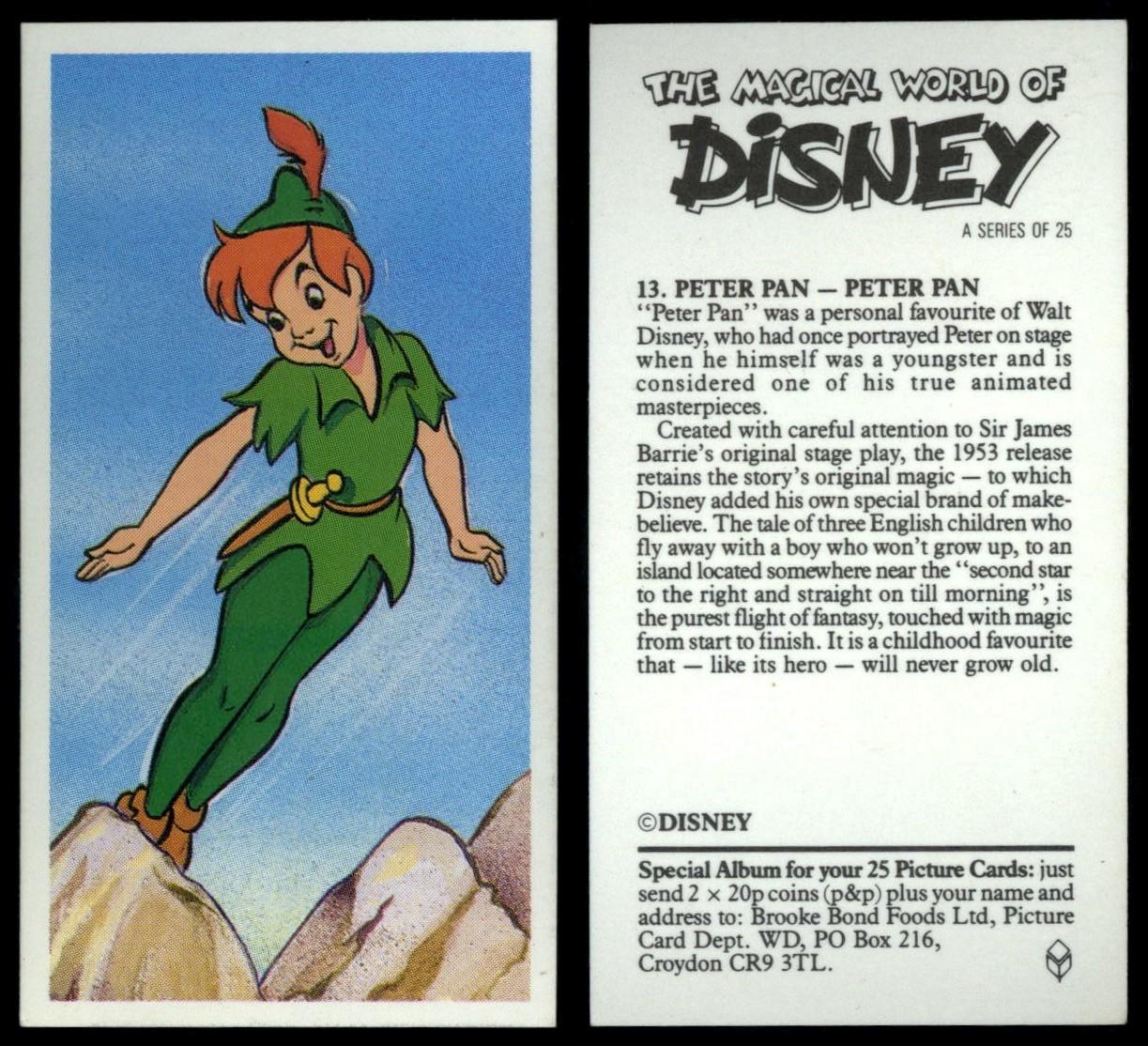 Peter Pan #13 Magical World Of Disney 1989 Brooke Bond Card