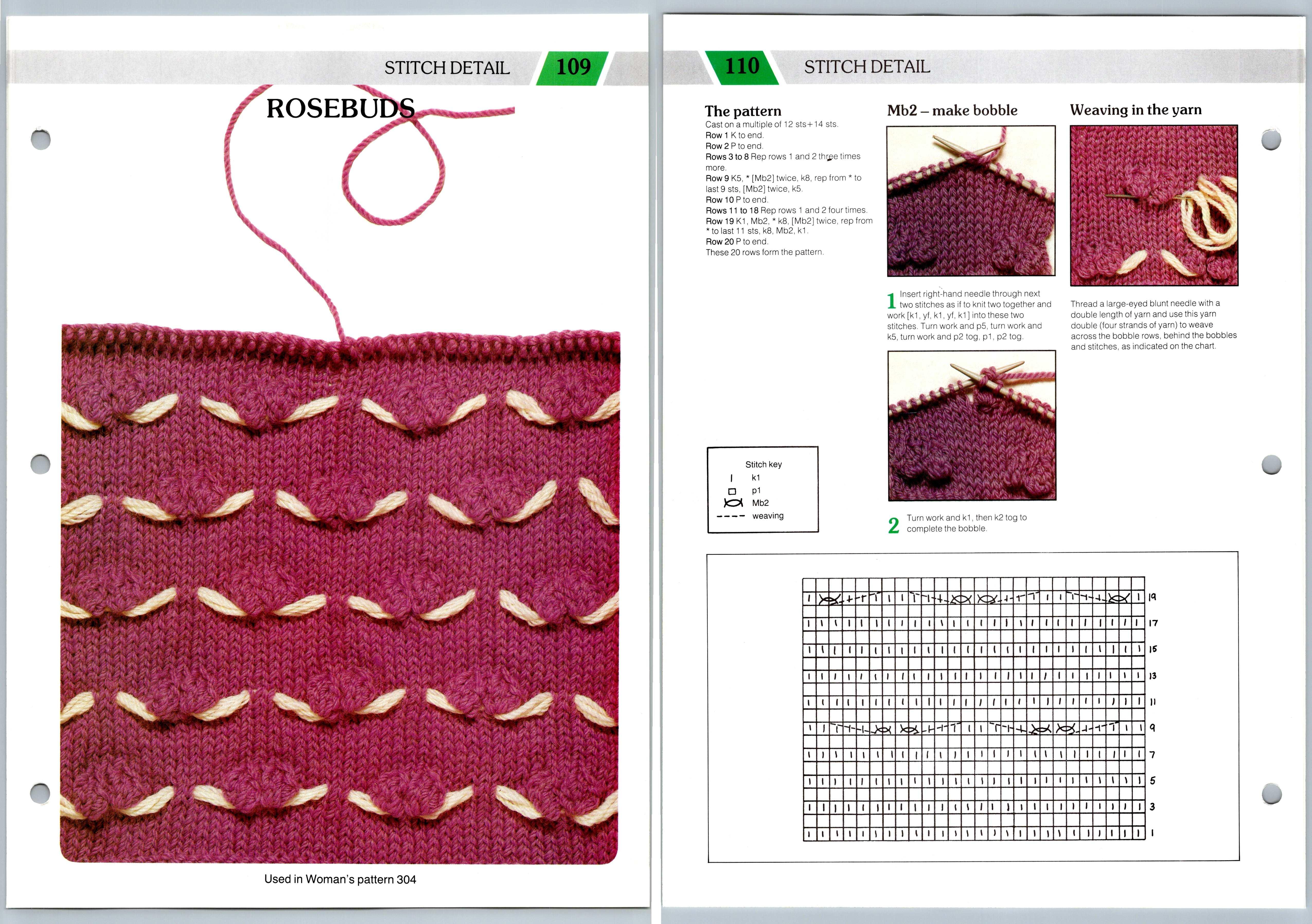 Rosebuds #109 & #110 Stitch Detail Creative Knitting Pattern