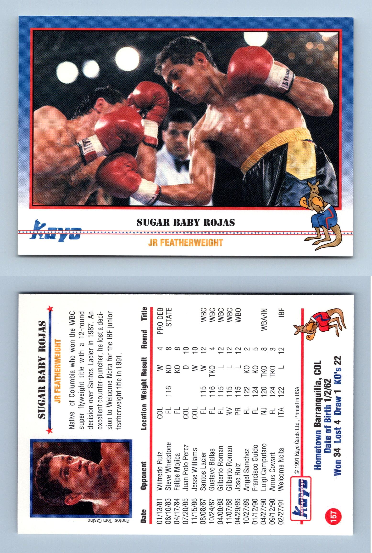 Sugar Baby Rojas #157 Kayo Boxing 1991 Trading Card