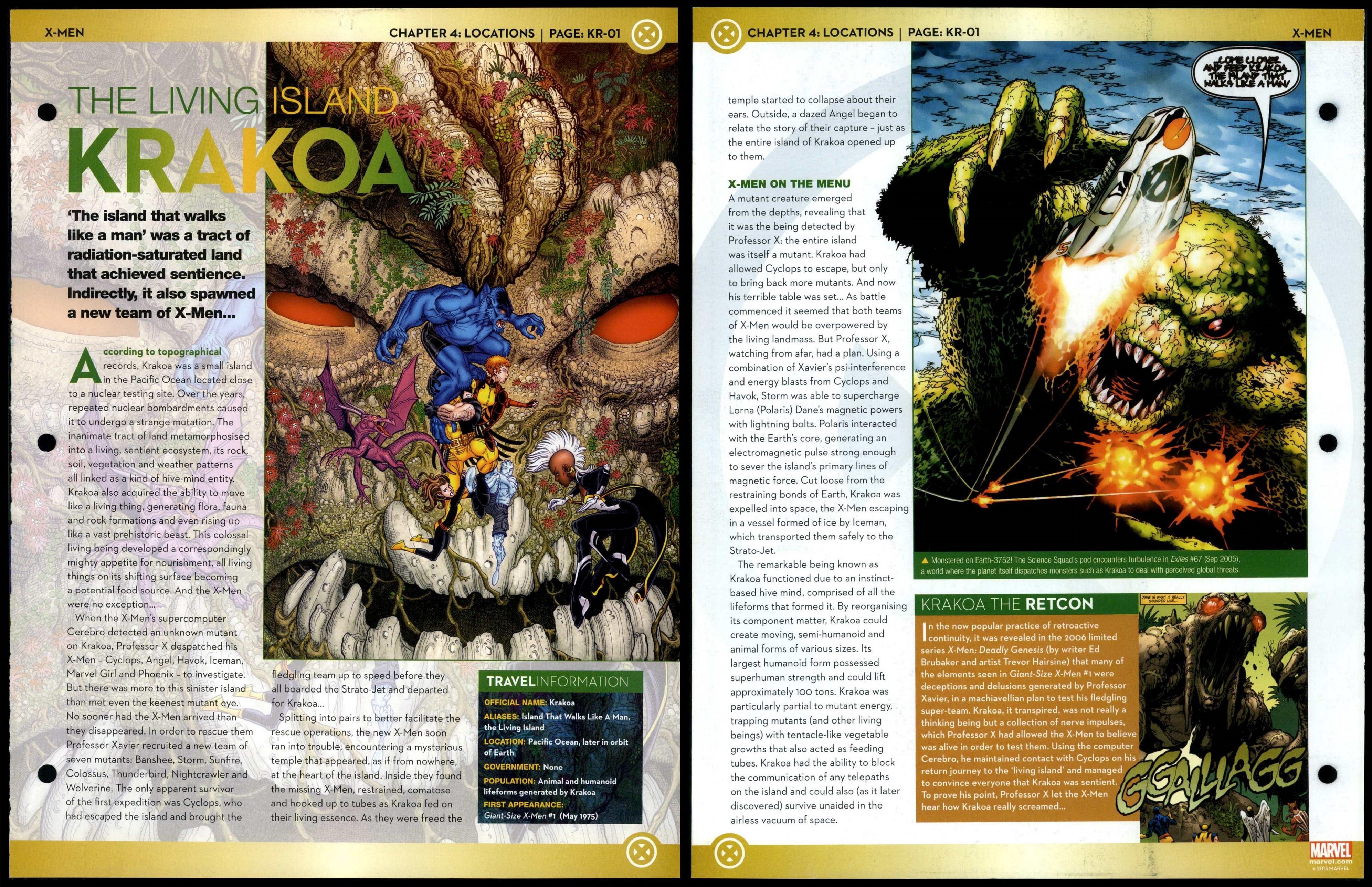 The Living Island Krakoa #KR-01 Locations - X-Men Marvel Fact File Page