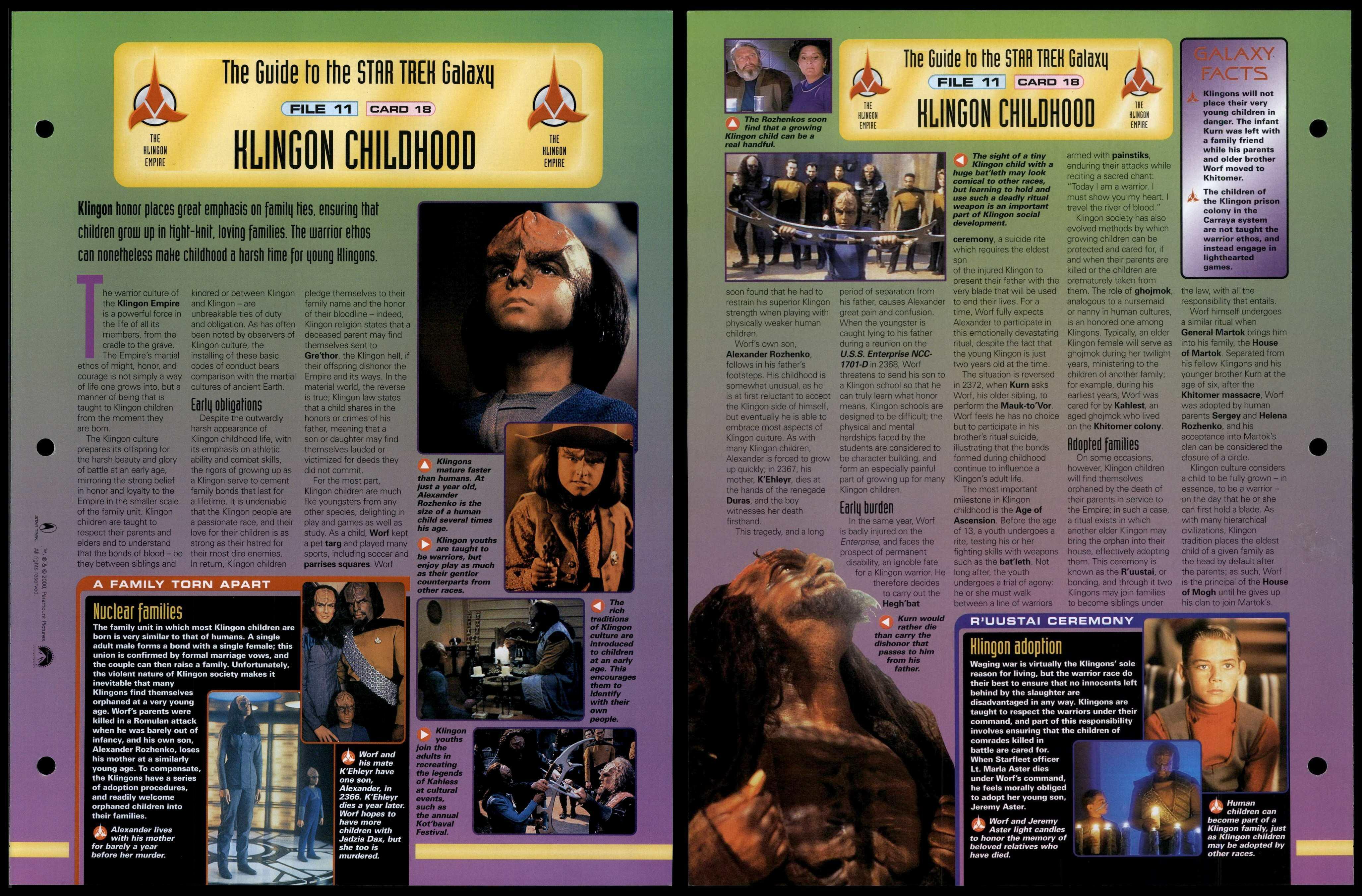 Klingon Childhood - The Klingon Empire - Star Trek Fact File Page