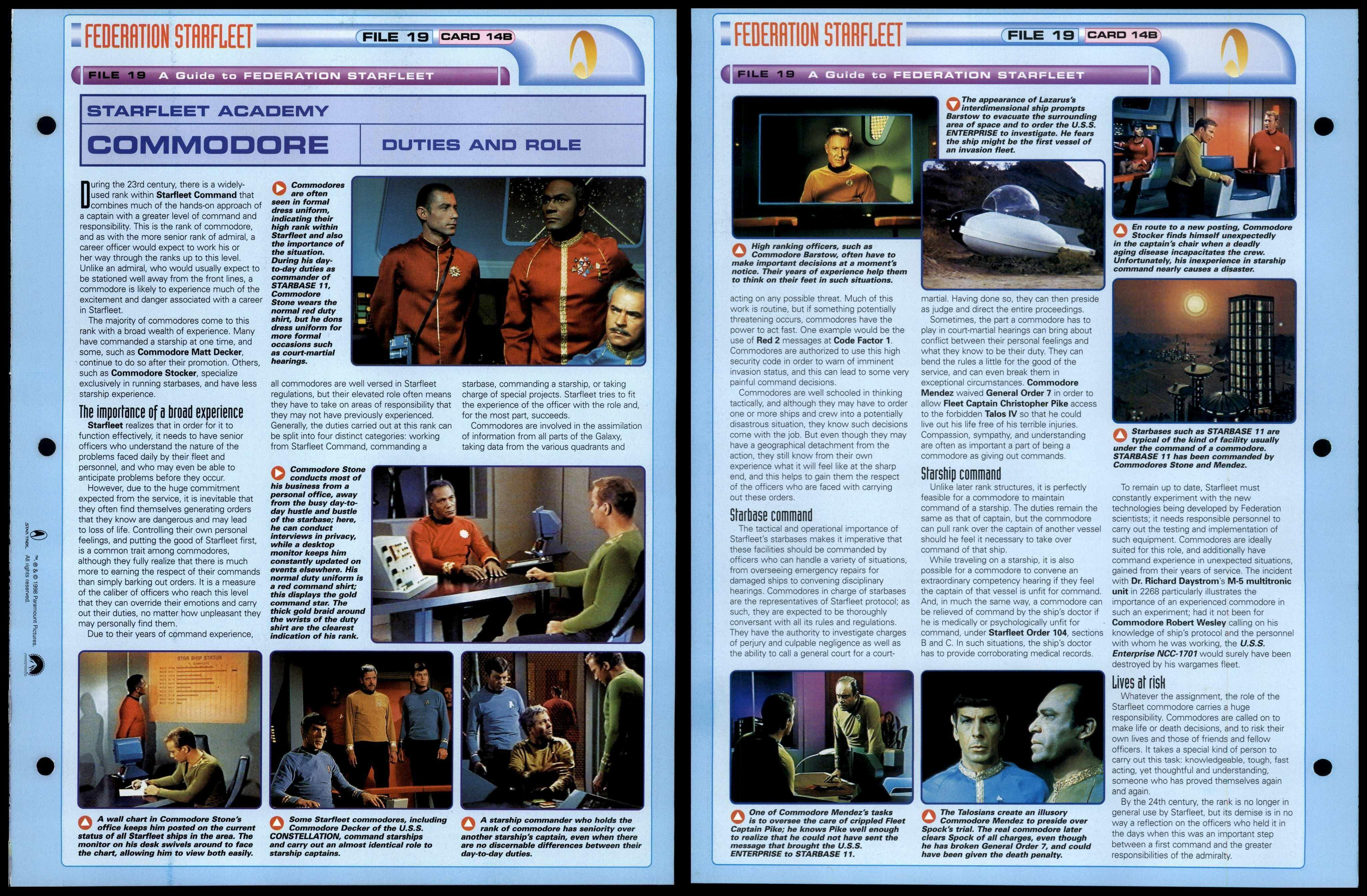 Commodore - Guide Federation Starfleet - Star Trek Fact File Page