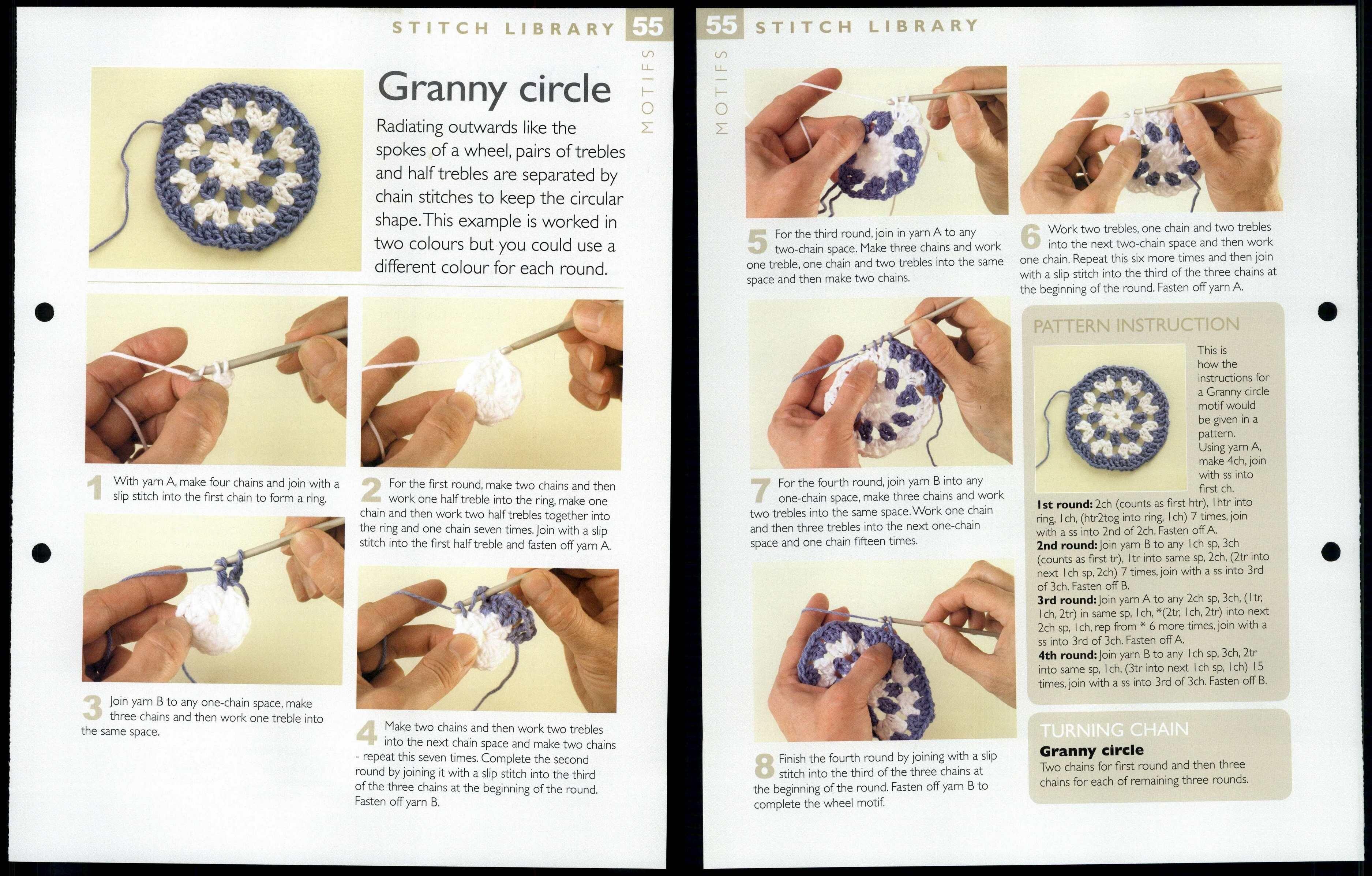 Granny Circle #55 Stitch Library - The Art Of Crochet Pattern