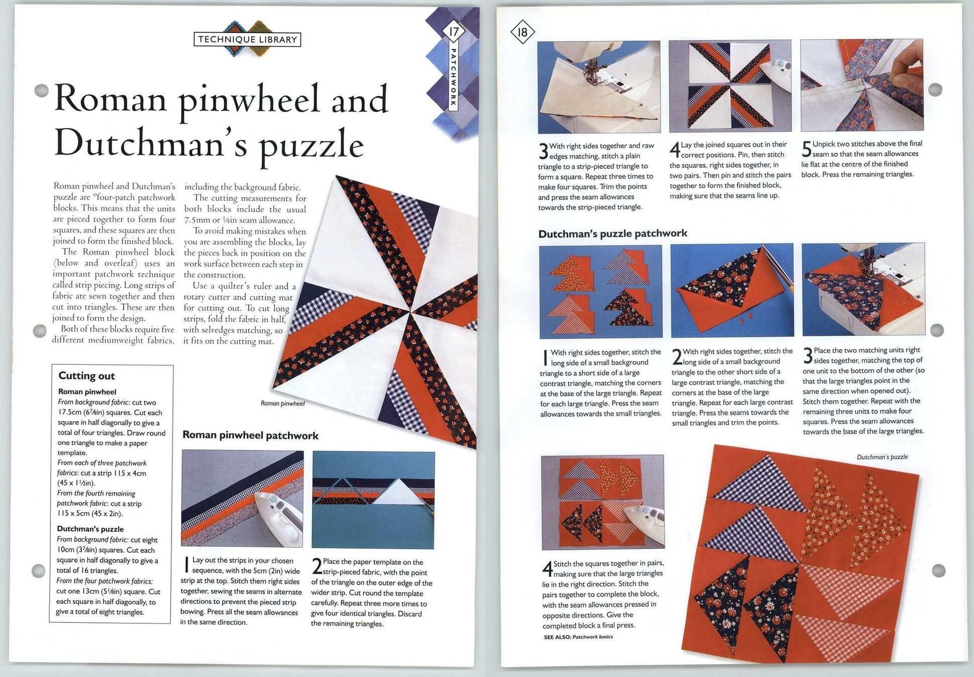Roman Pinwheel & Dutchmans Puzzle #17-18 Patchwork - Needlecraft Magic ...