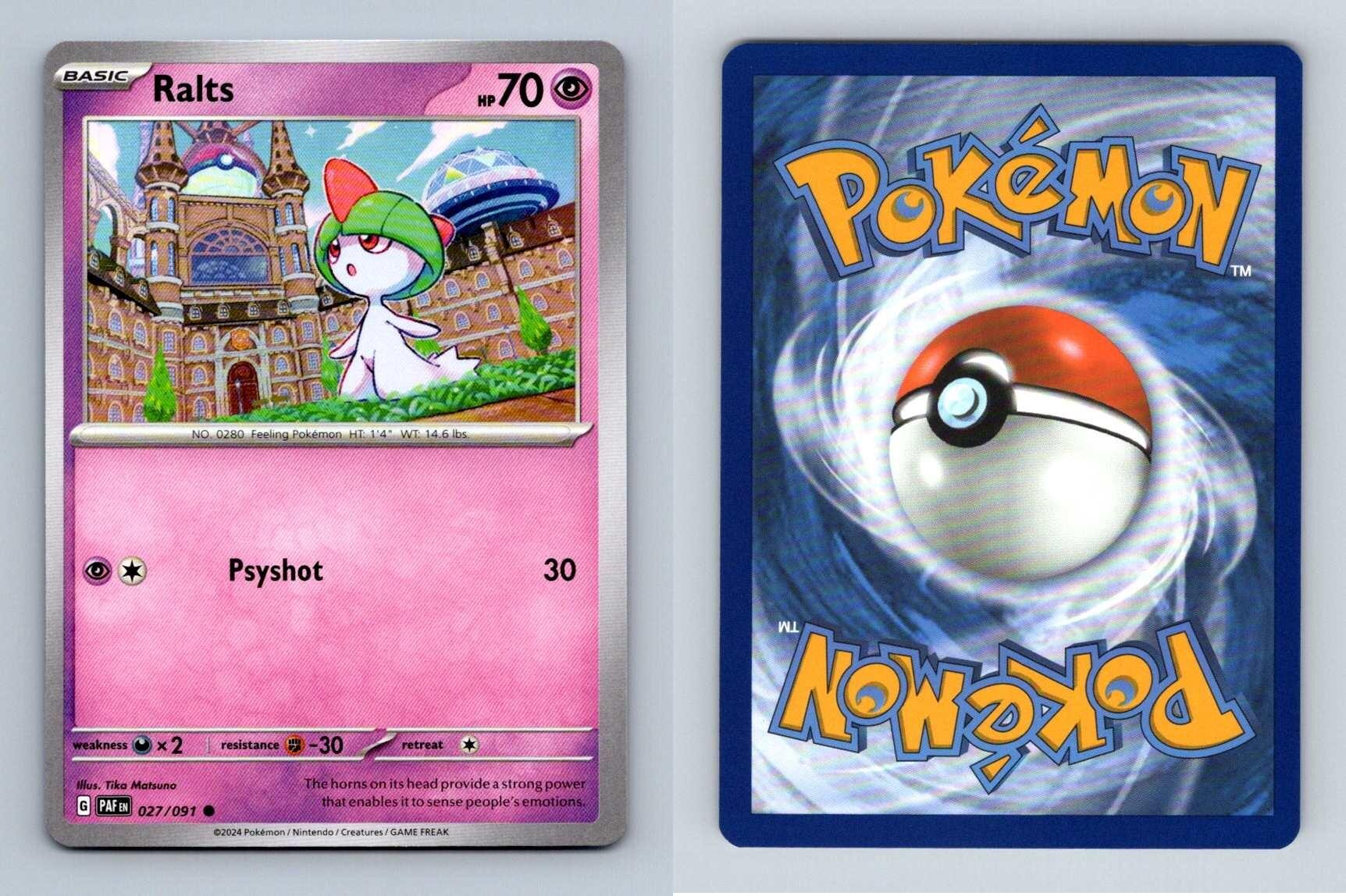 Ralts #27/91 Scarlet & Violet Paldean Fates Common Pokemon 2024 TCG Card