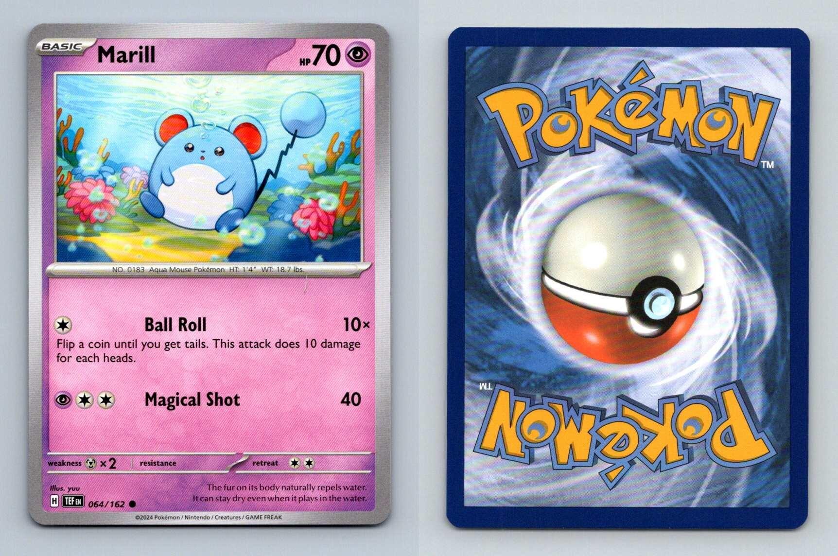 Marill #64/162 Scarlet & Violet Temporal Forces 2024 Pokemon Common TCG ...