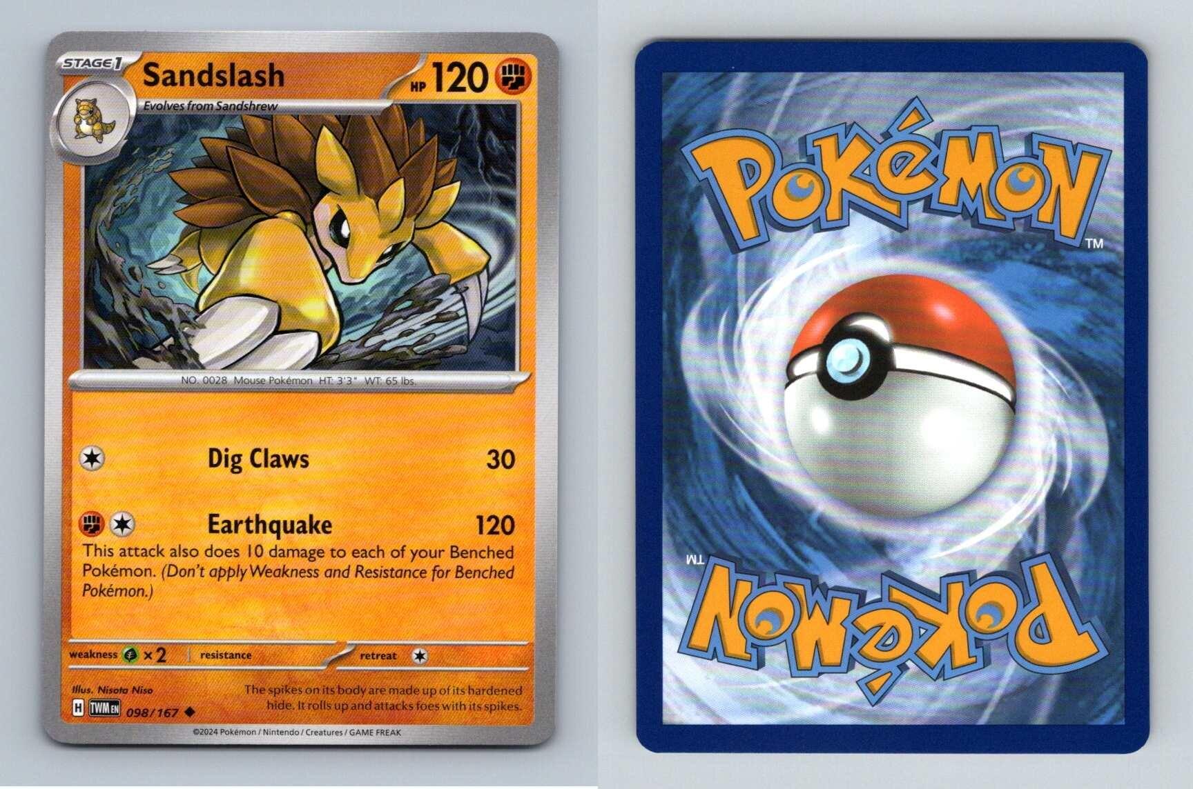 Sandslash #98/167 SV Twilight Masquerade 2024 Pokemon Uncommon TCG Card