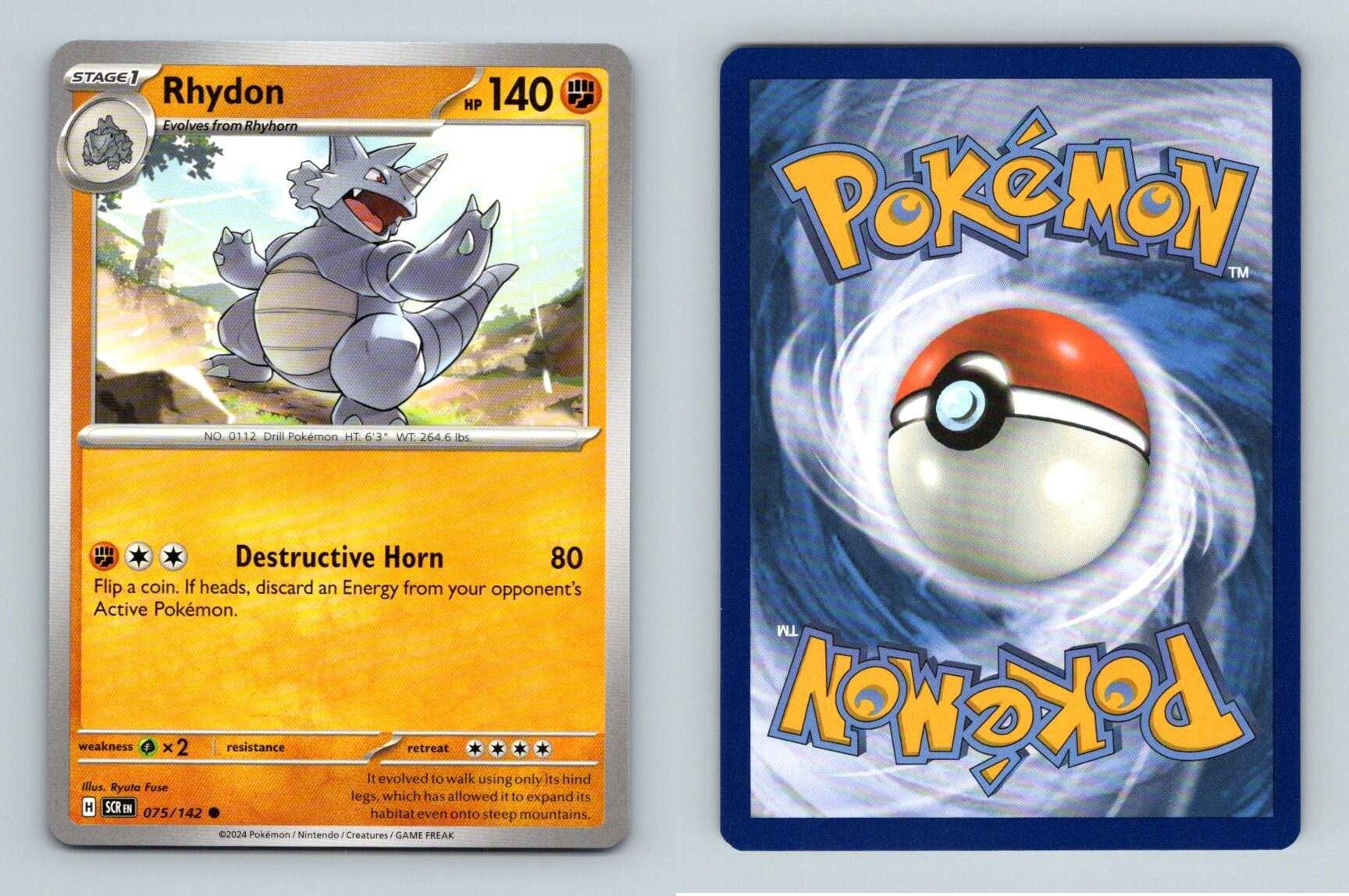 Rhydon #75/142 SV Stellar Crown 2024 Common Pokemon TCG Card