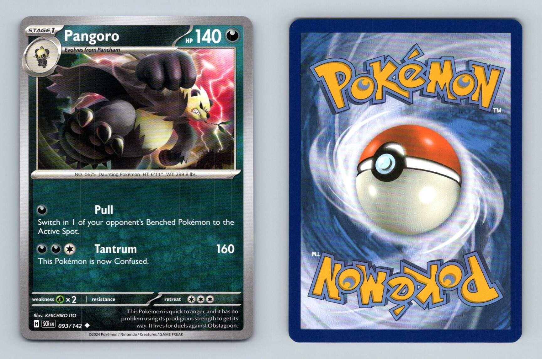 Pangoro Pokemon Card Pangoro 093/142 Stellar Crown Reverse Holo