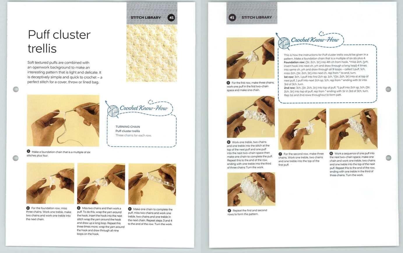 Puff Cluster Trellis #41 Stitch Library - The Art Of Crochet Page Pattern