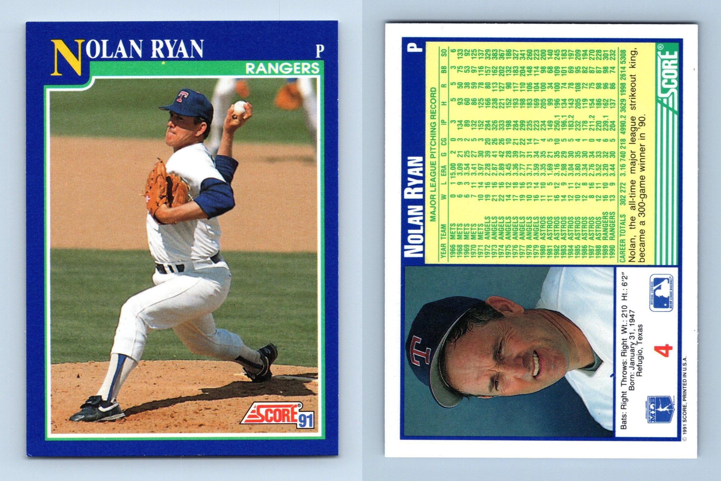 Nolan Ryan - Rangers #4 Score 1991 Baseball Trading Card