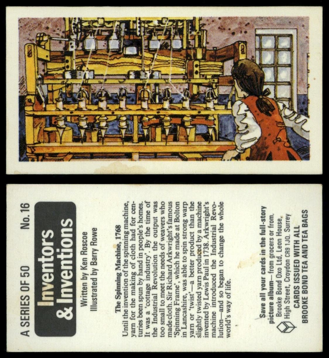 The Spinning Machine 1768 #16 Inventors & Inventions 1975 Brooke Bond ...