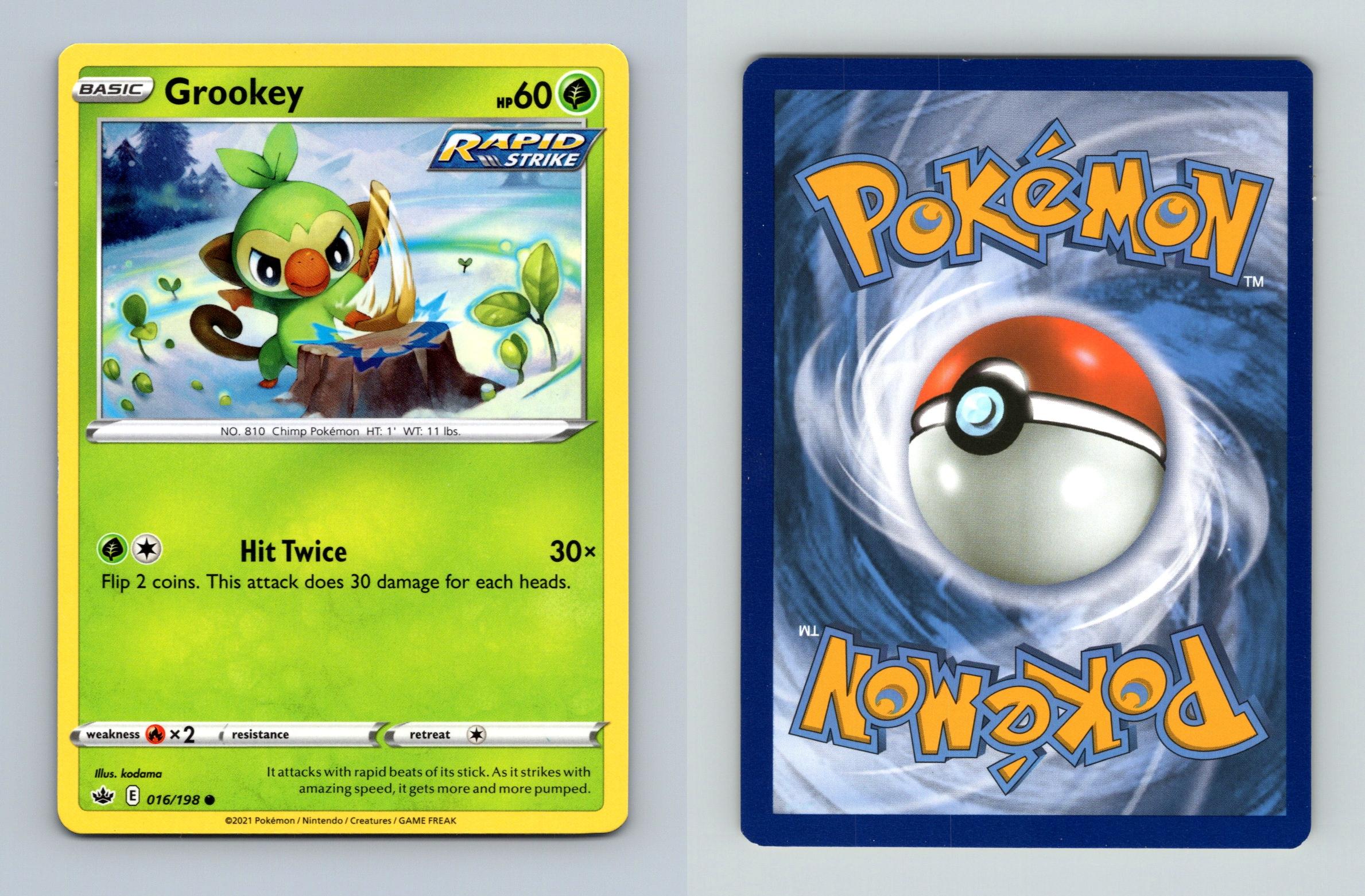 Grookey #16/198 - SWSH Chilling Reign Common Pokemon 2021 TCG Card
