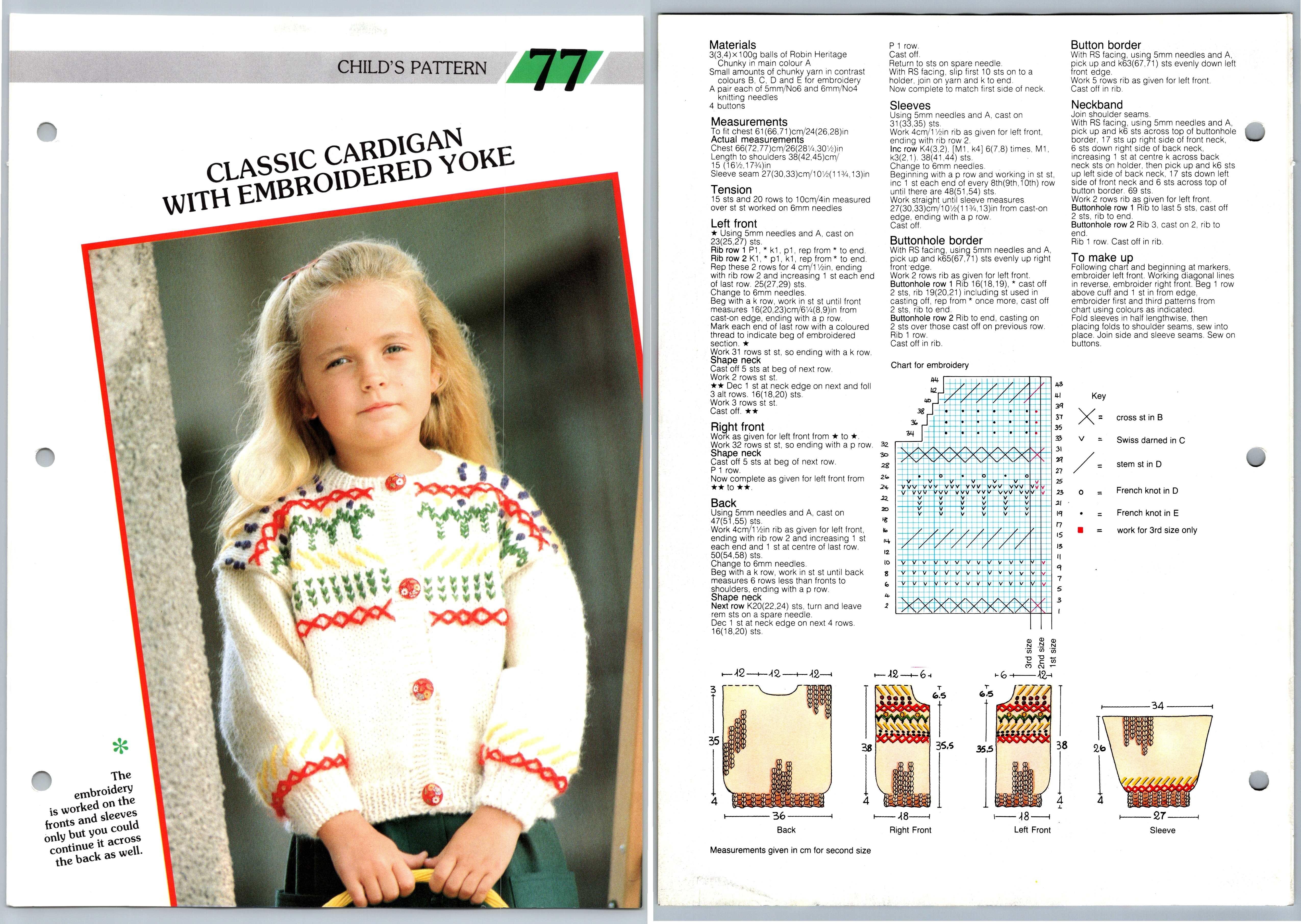 Classic Cardigan With Embroidered Yoke #77 Children Creative Knitting ...