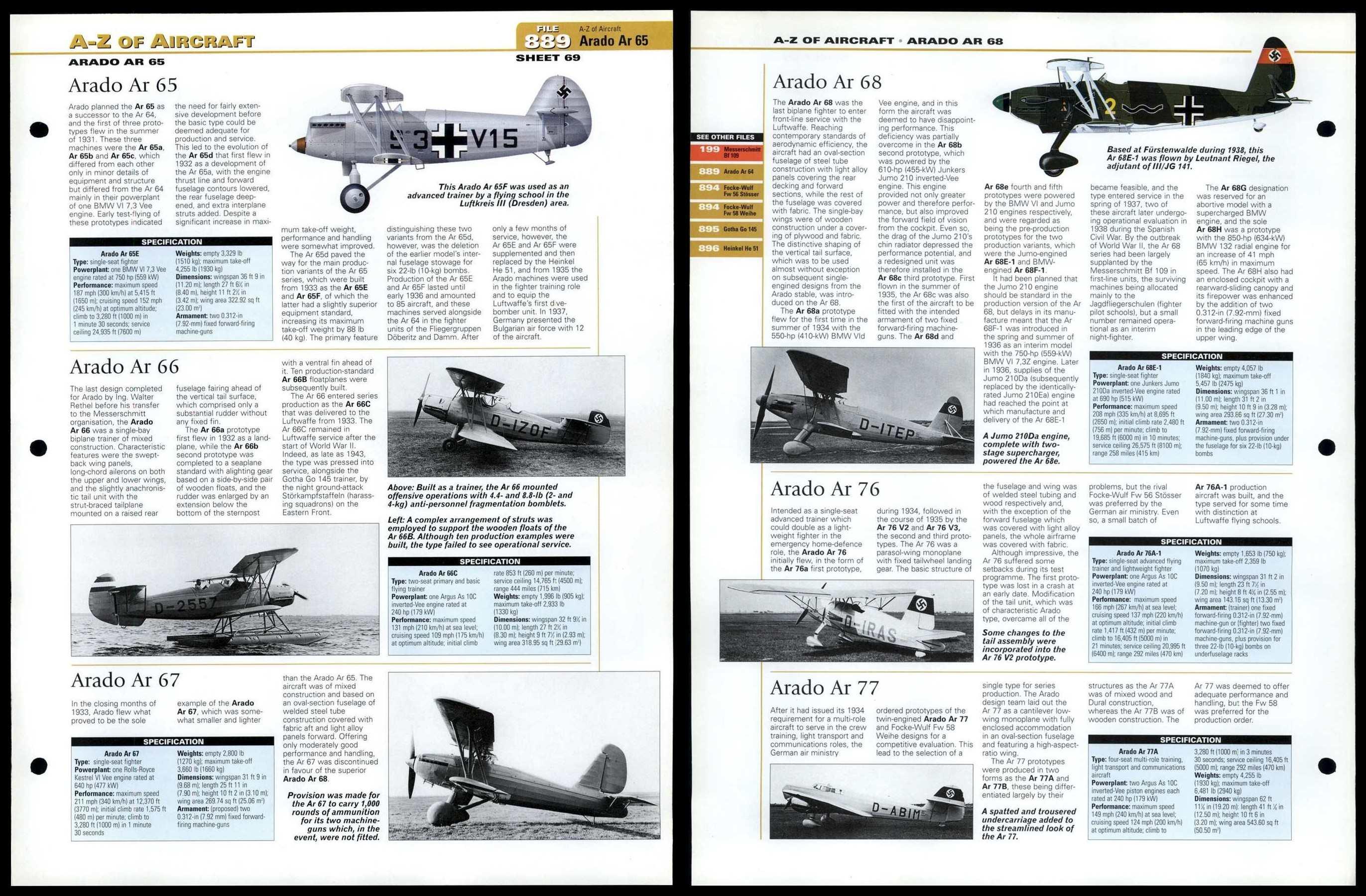 Arado Ar 65 - Arado Ar 77 - A-Z #889 World Aircraft Information Page