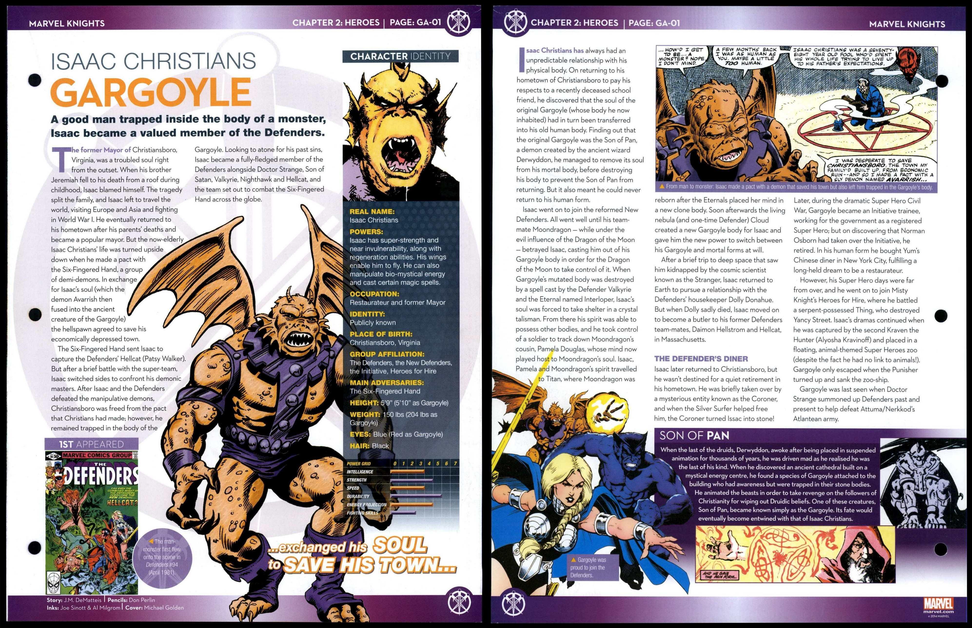 Gargoyle - Isaac Christians #GA-01 Heroes - Marvel Knights Fact File Page