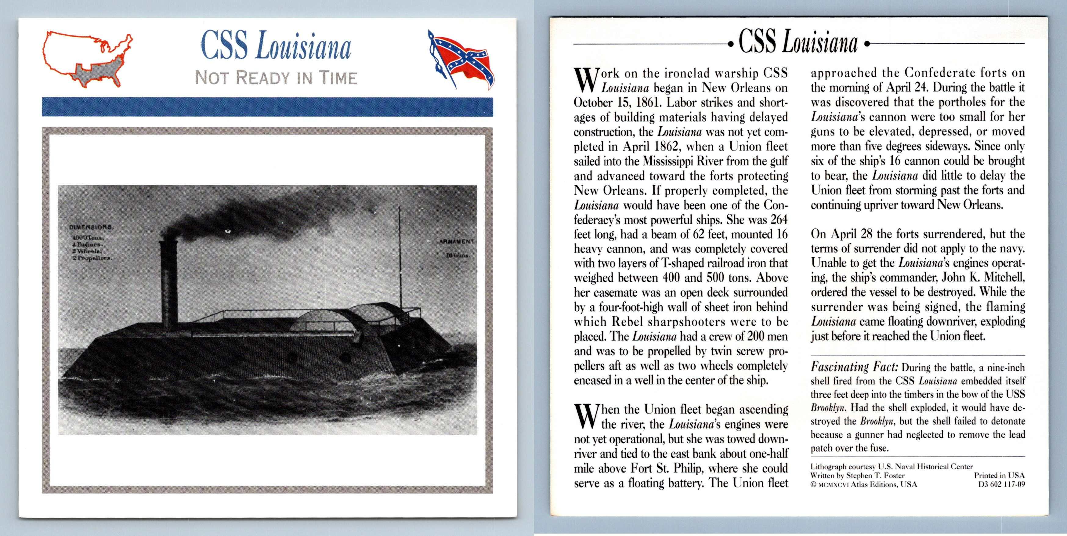 Not Ready In Time - CSS Louisiana - Conflict - Atlas Ed. Civil War Card