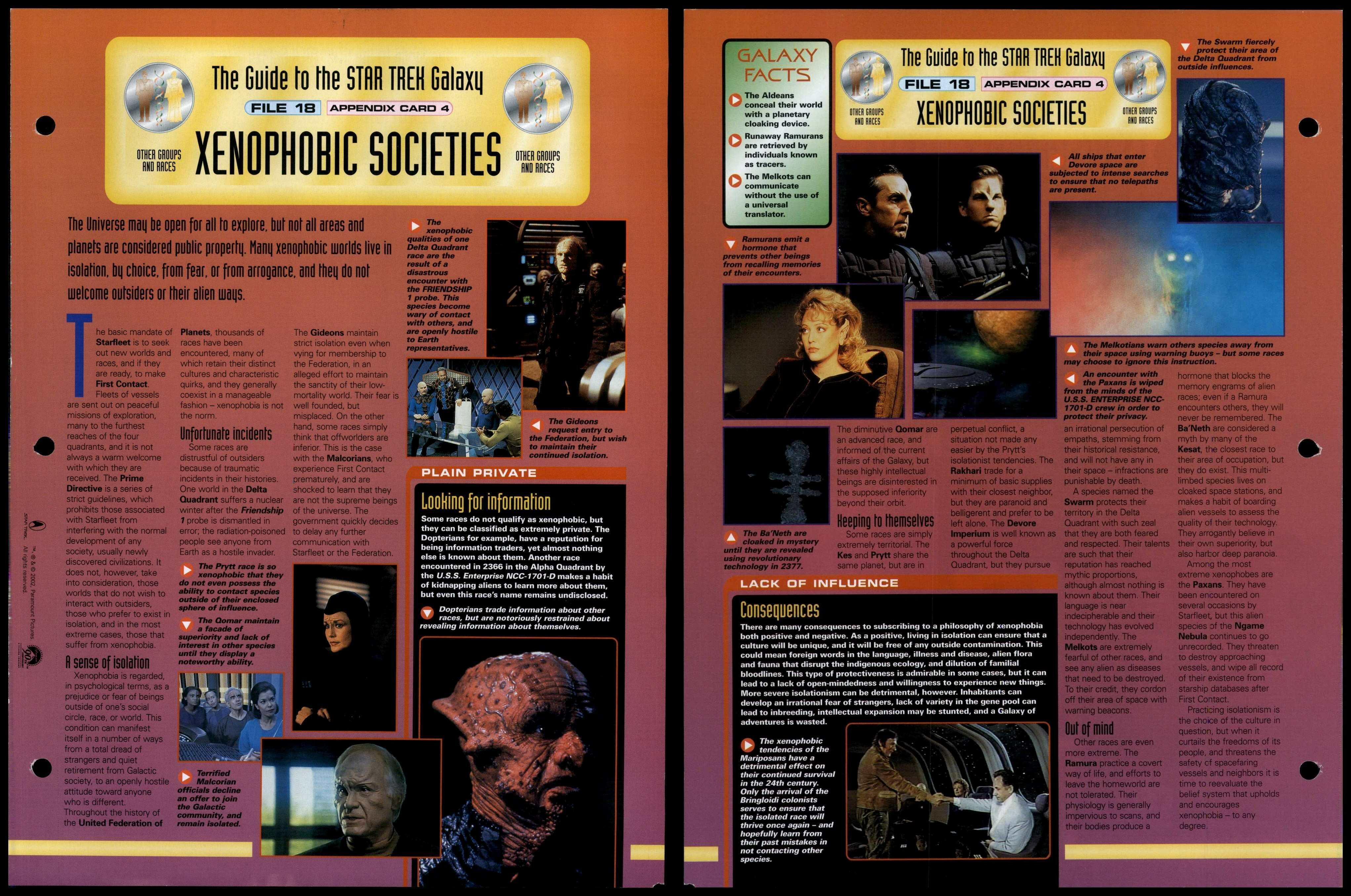 Xenophobic Societies - Other Groups & Races - Star Trek Fact File Page