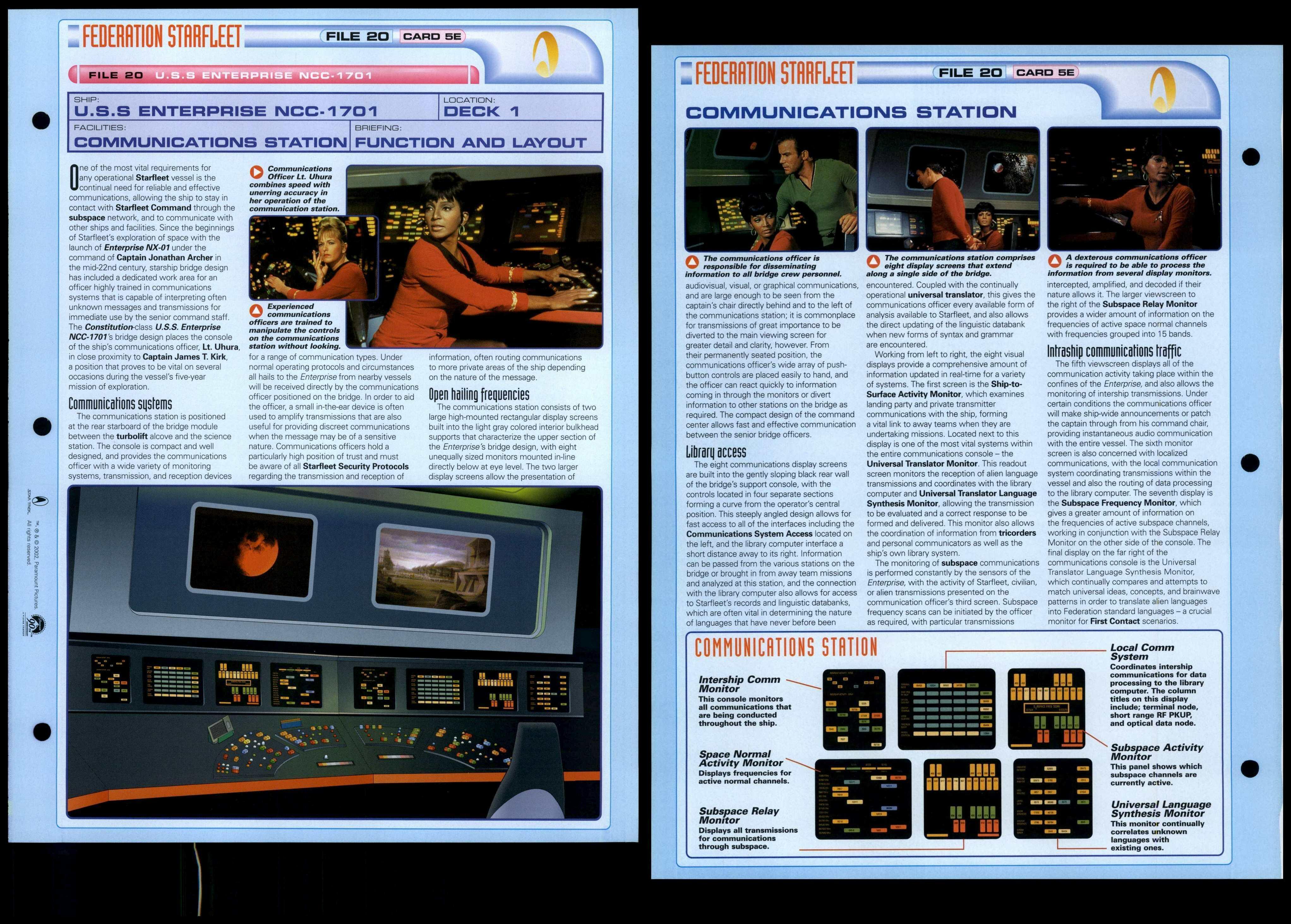 Communications Station - USS Enterprise NCC-1701 - Star Trek Fact File Page