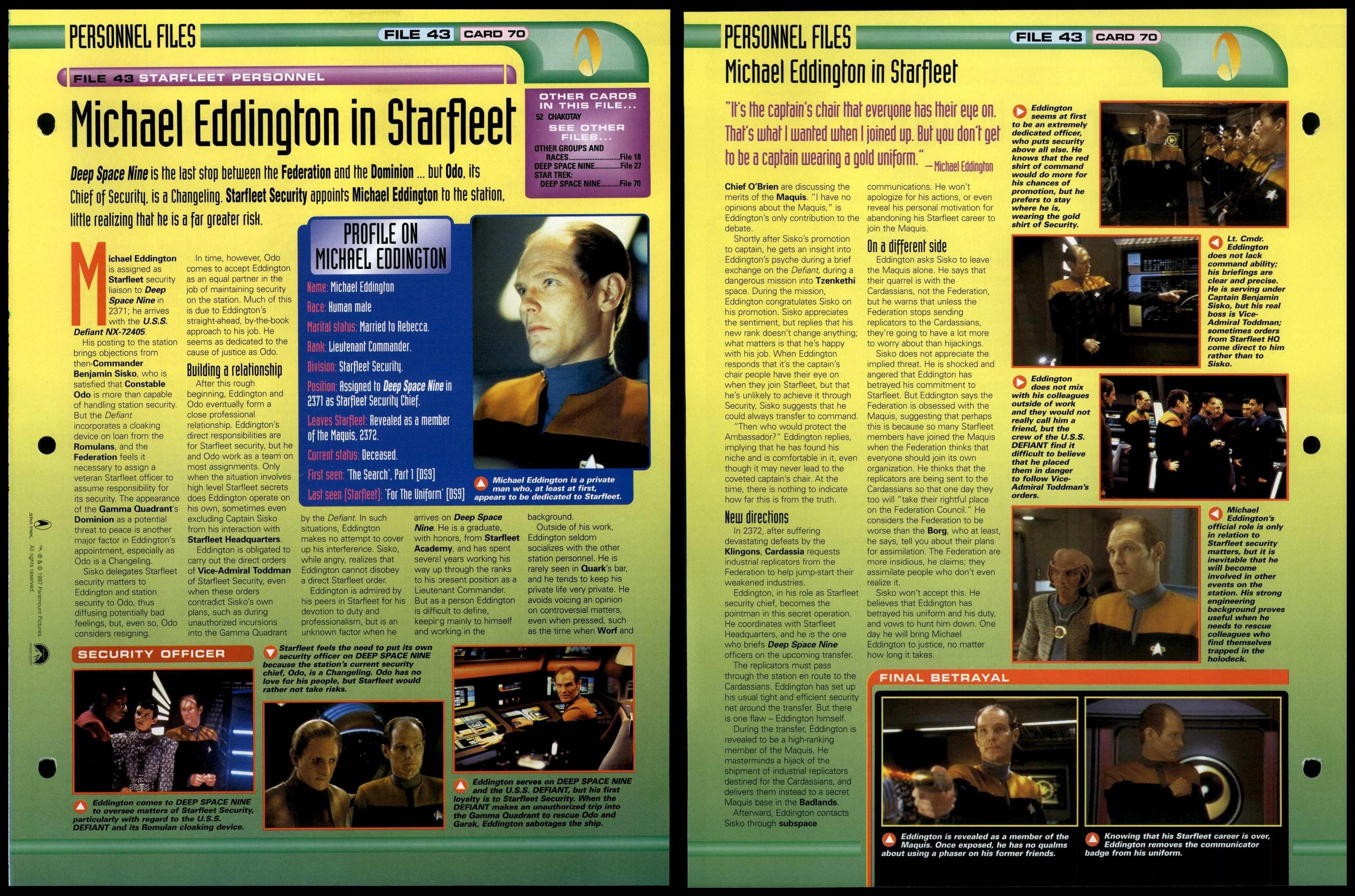 Michael Eddington In Starfleet - Starfleet Personnel - Star Trek Fact ... Michael Eddington In Starfleet - Starfleet Personnel - Star Trek Fact ...