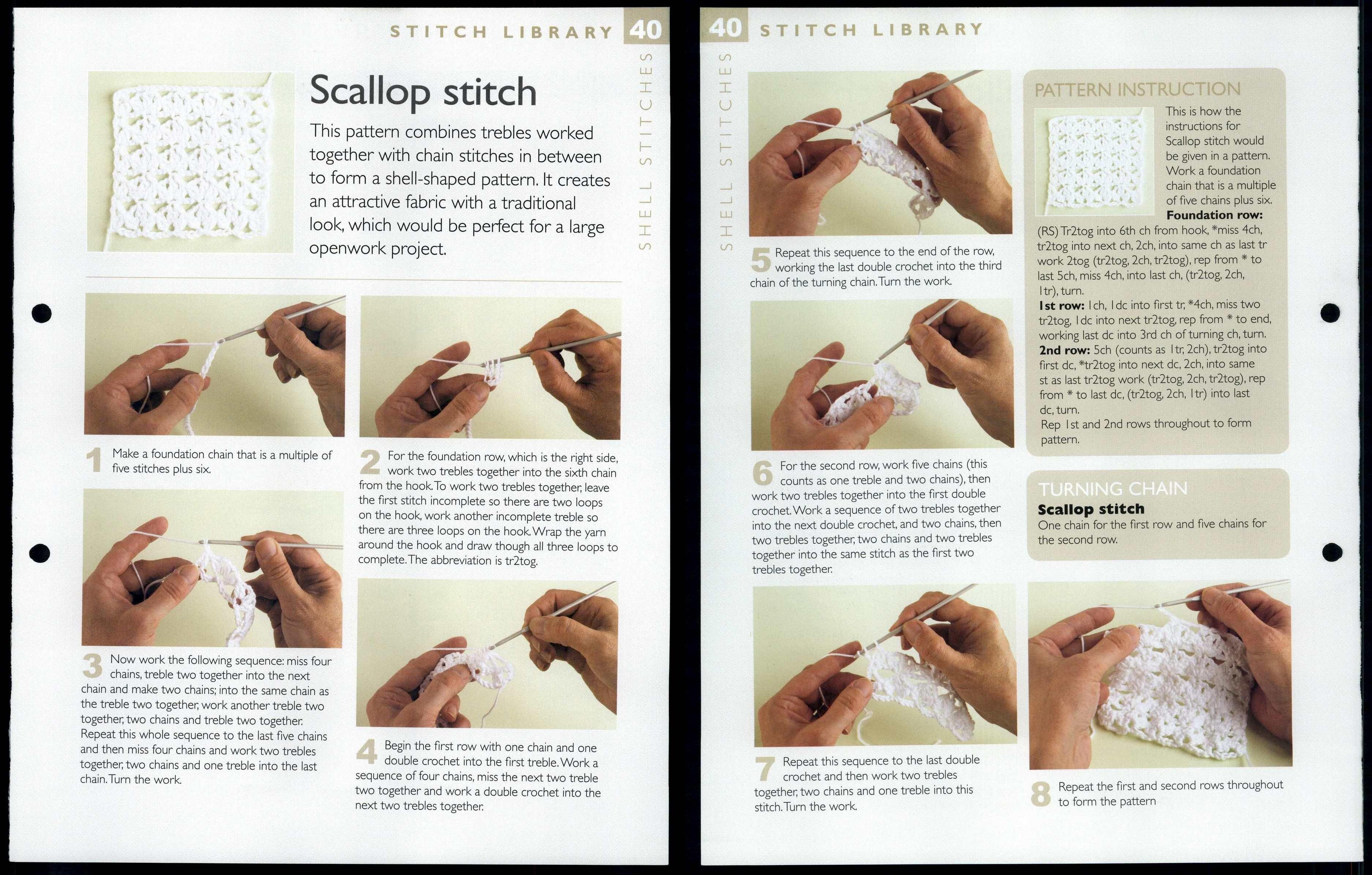 Scallop Stitch #40 Stitch Library - The Art Of Crochet Pattern