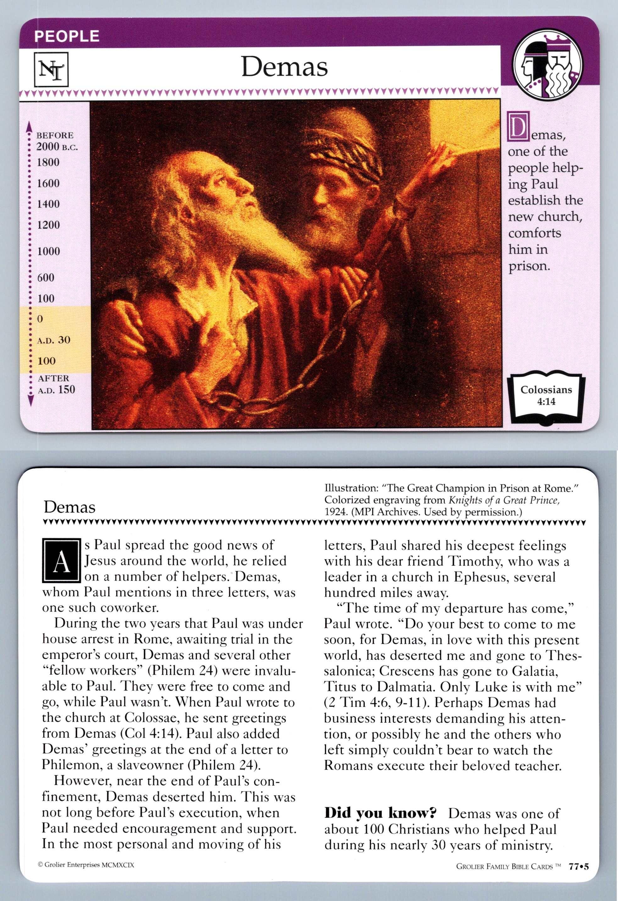 Demas #77.5 People - Family Bible 1994-2001 Grolier Card