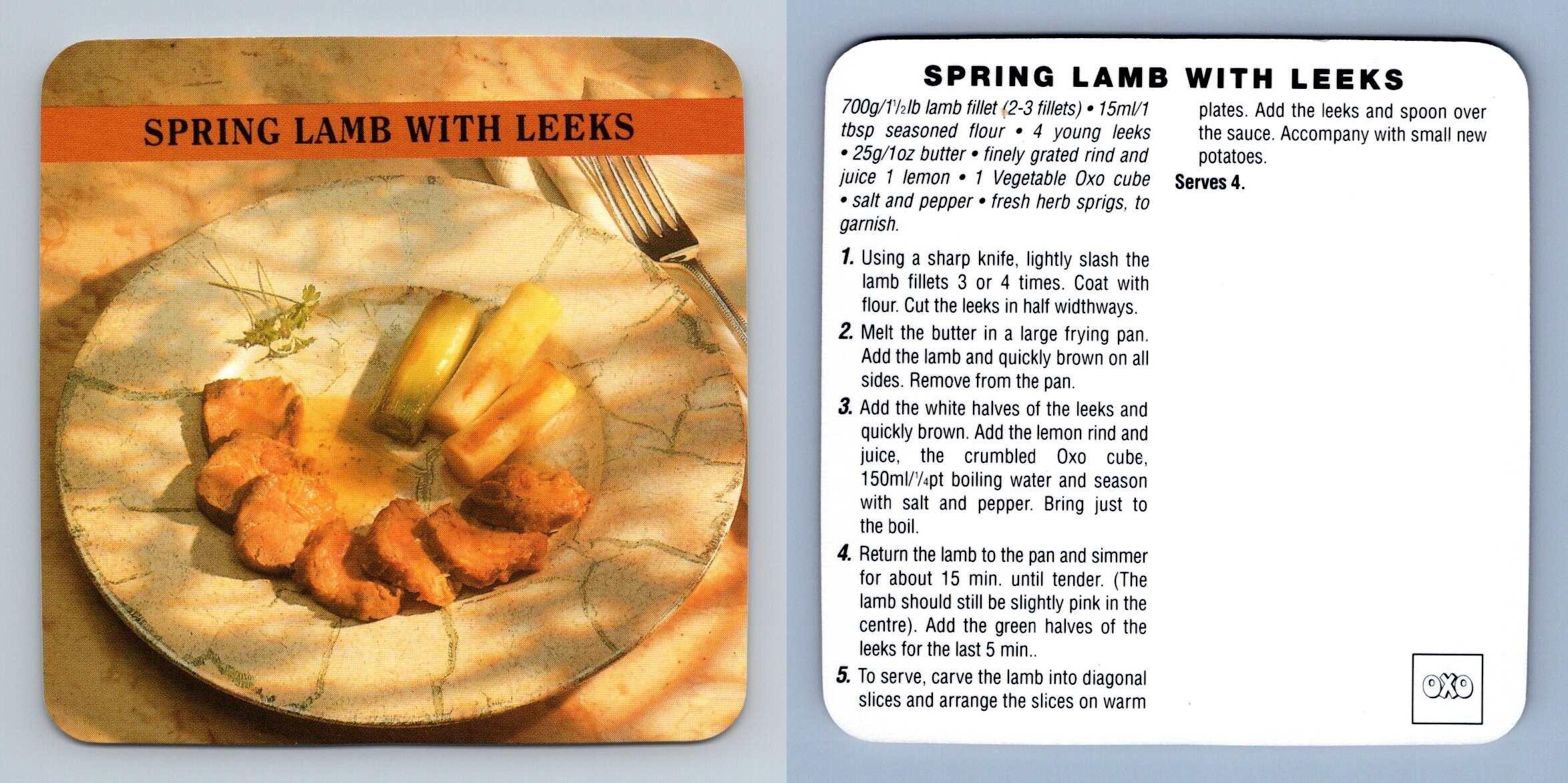 Spring Lamb With Leeks - Traditional Recipes Updated - OXO Recipe Card