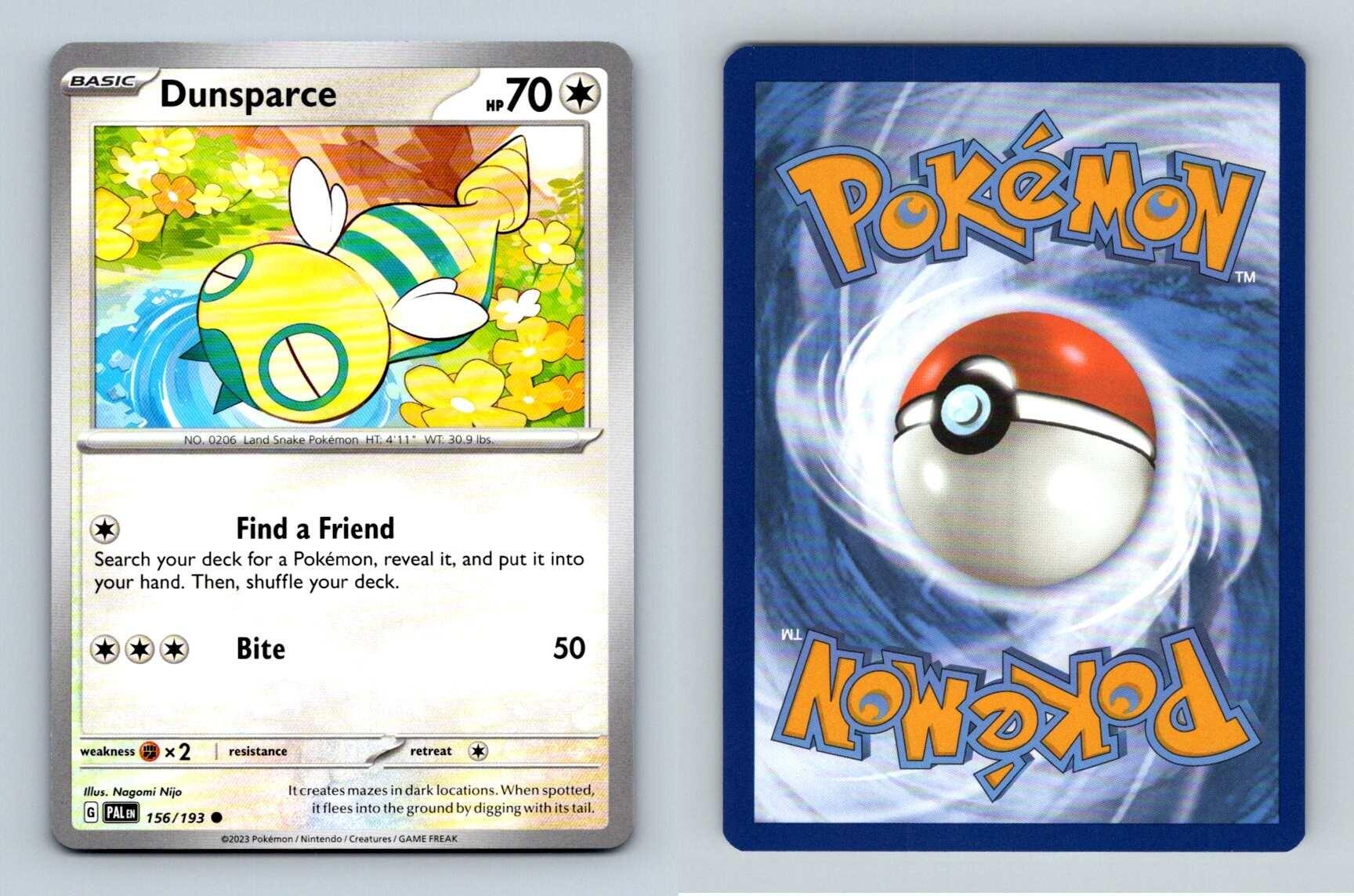 Dunsparce #156 SV Paldea Evolved Common Pokemon 2023 TCG Card