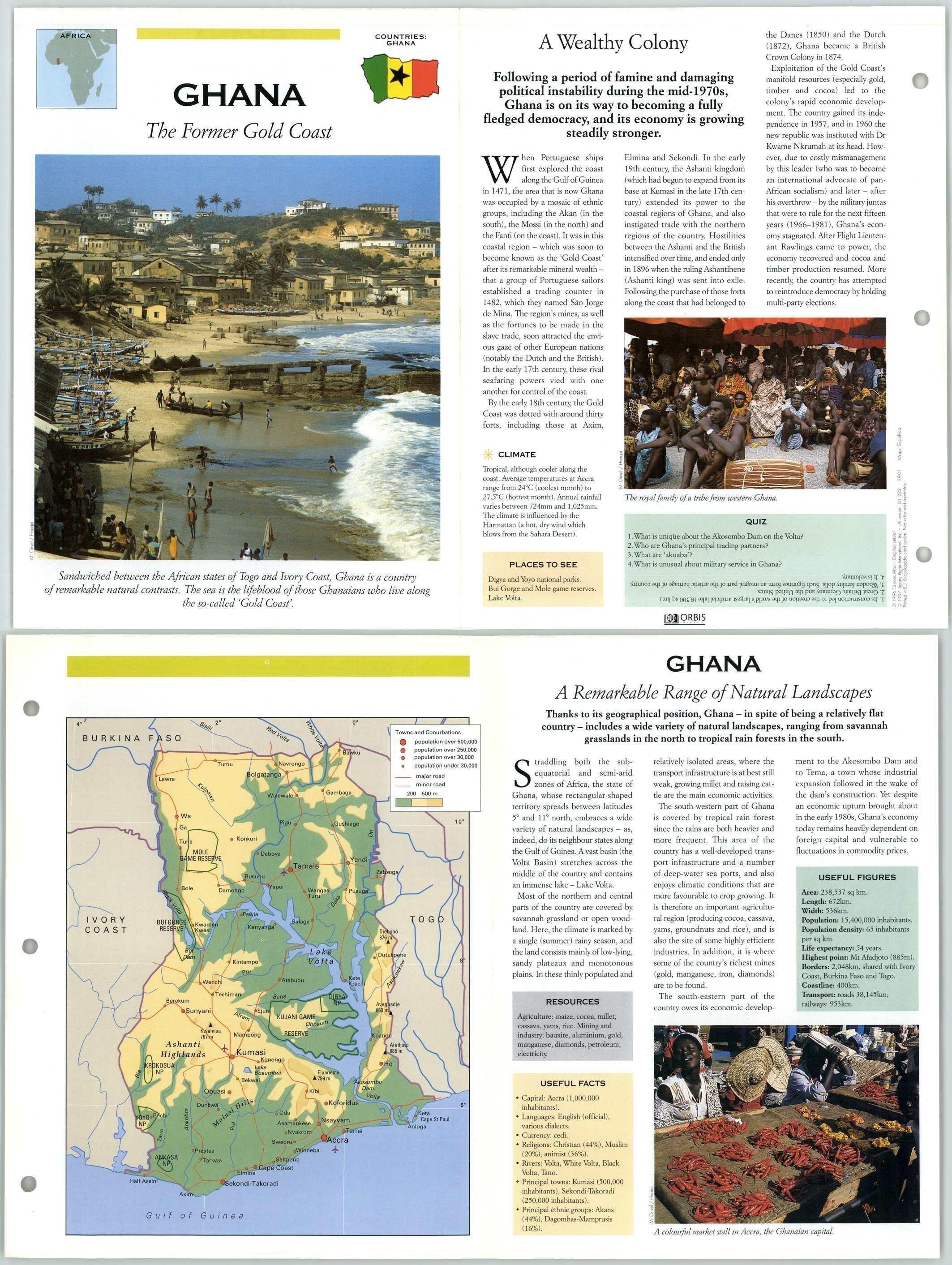 Ghana - Africa - Atlas Of The World - Fact File Fold-Out Page