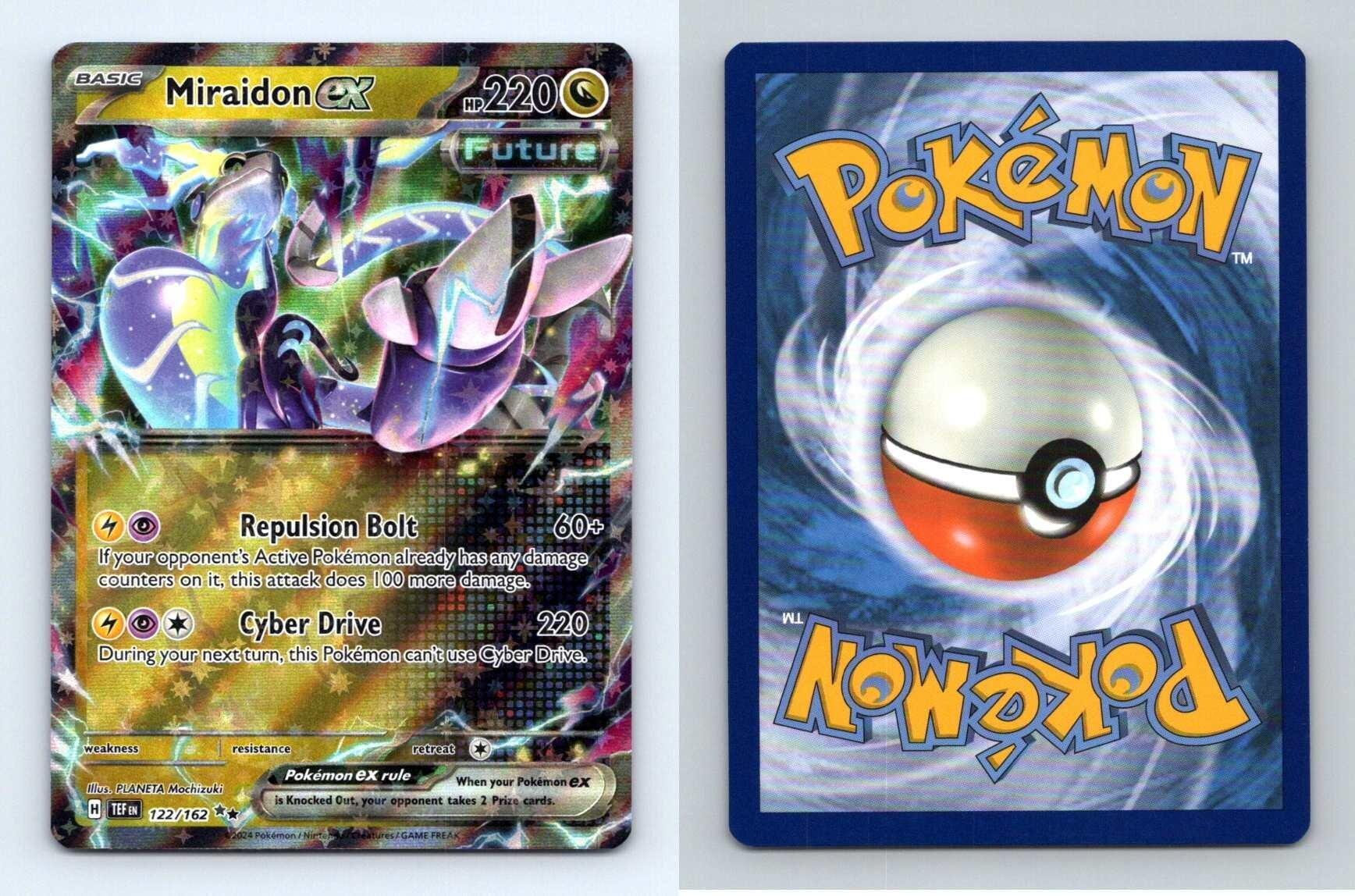 Miraidon ex #122/162 SV Temporal Forces 2024 Pokemon Double Rare TCG Card