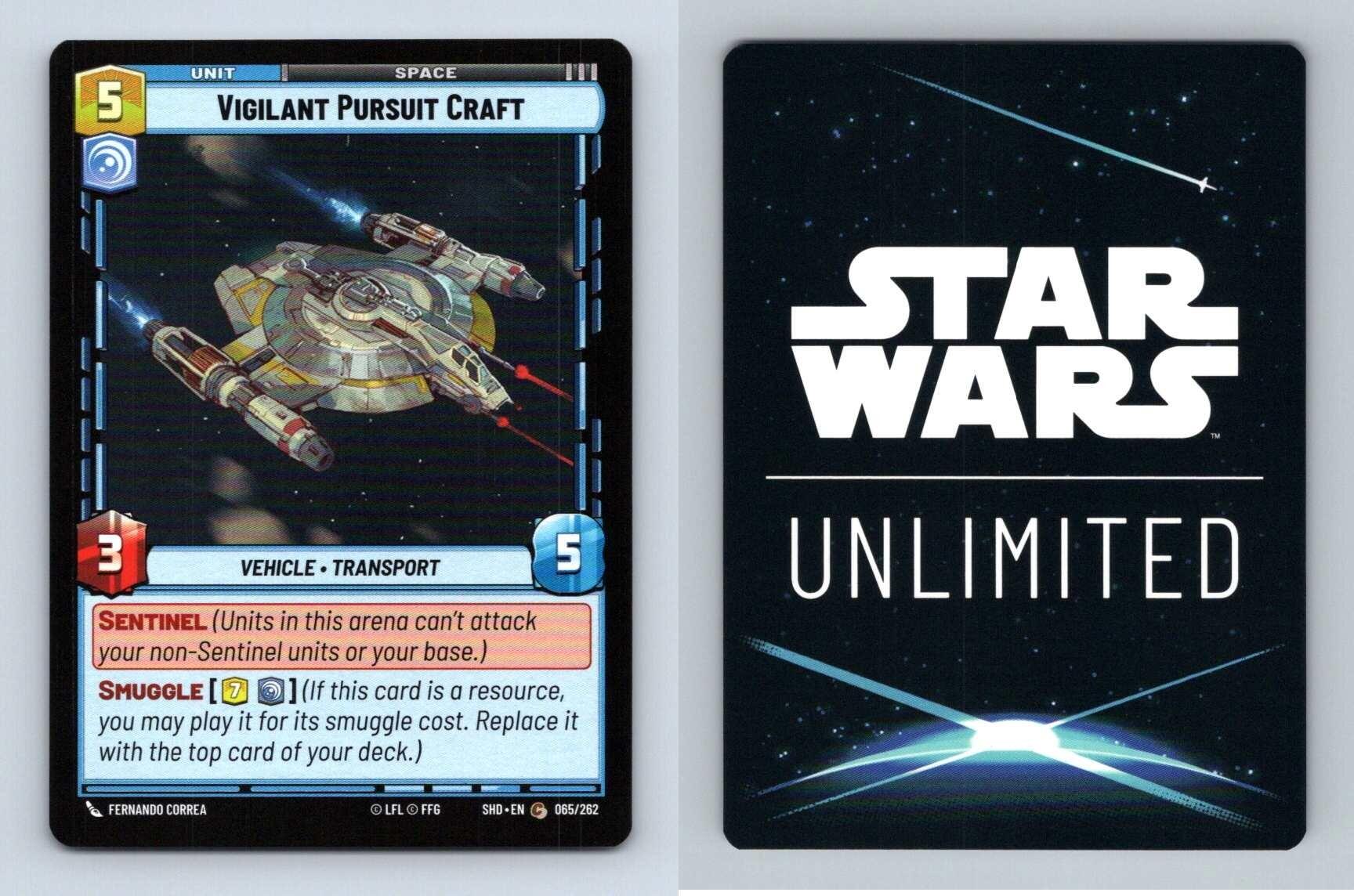 Vigilant Pursuit Craft #65/262 Star Wars Unlimited Shadows Of The Galaxy 2024 Common TCG