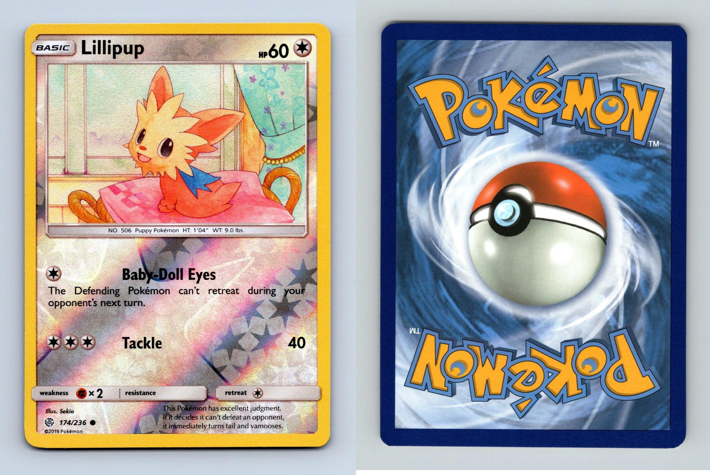 Lillipup #174/236 SM Cosmic Eclipse Reverse Holo Common Pokemon 2019 ...