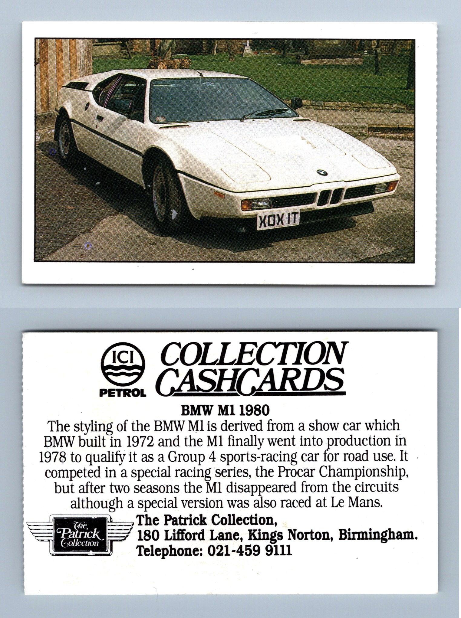 BMW M1 1980 - The Patrick Collection 1986 Cash Card