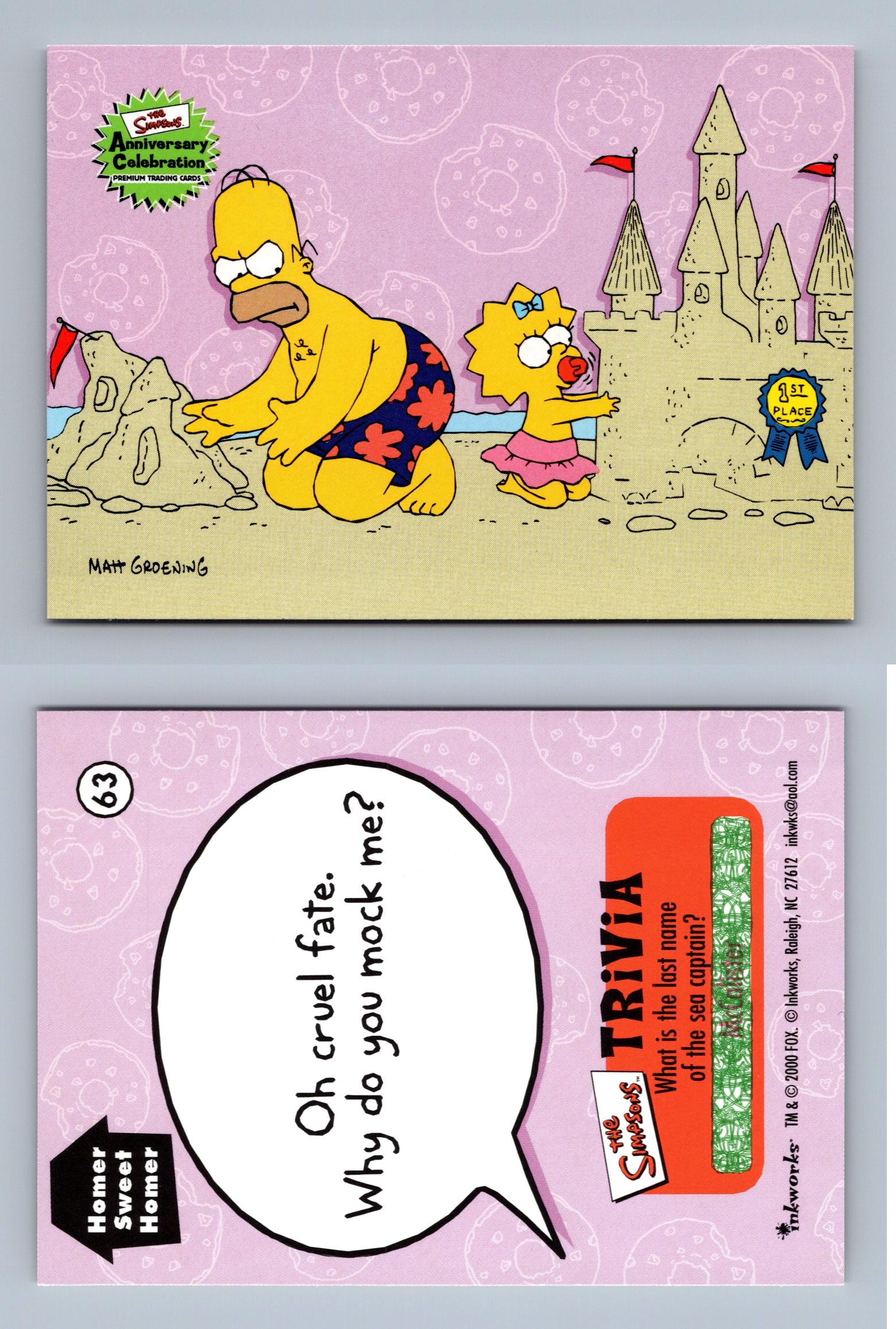 At The Beach #63 The Simpsons 10th Anniversary 2000 Inkworks Trading Card