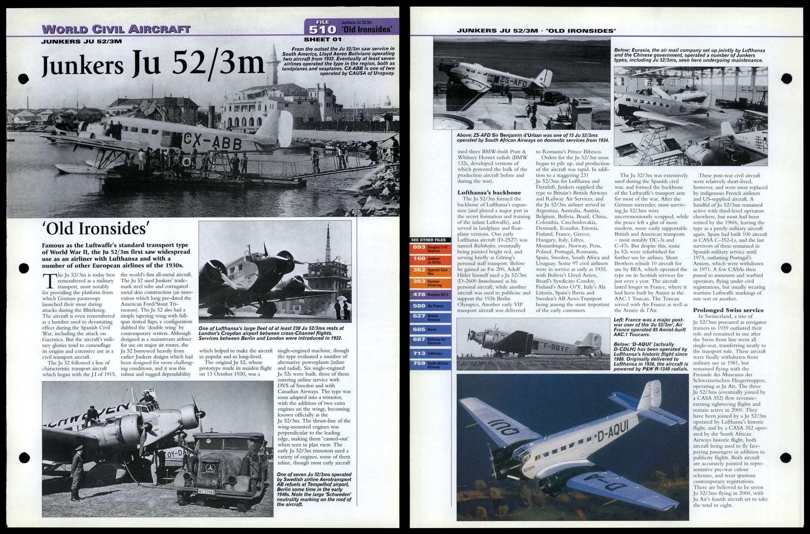 Junkers Ju 52/3m Old Ironsides - Civil Aircraft #510 World Aircraft ...