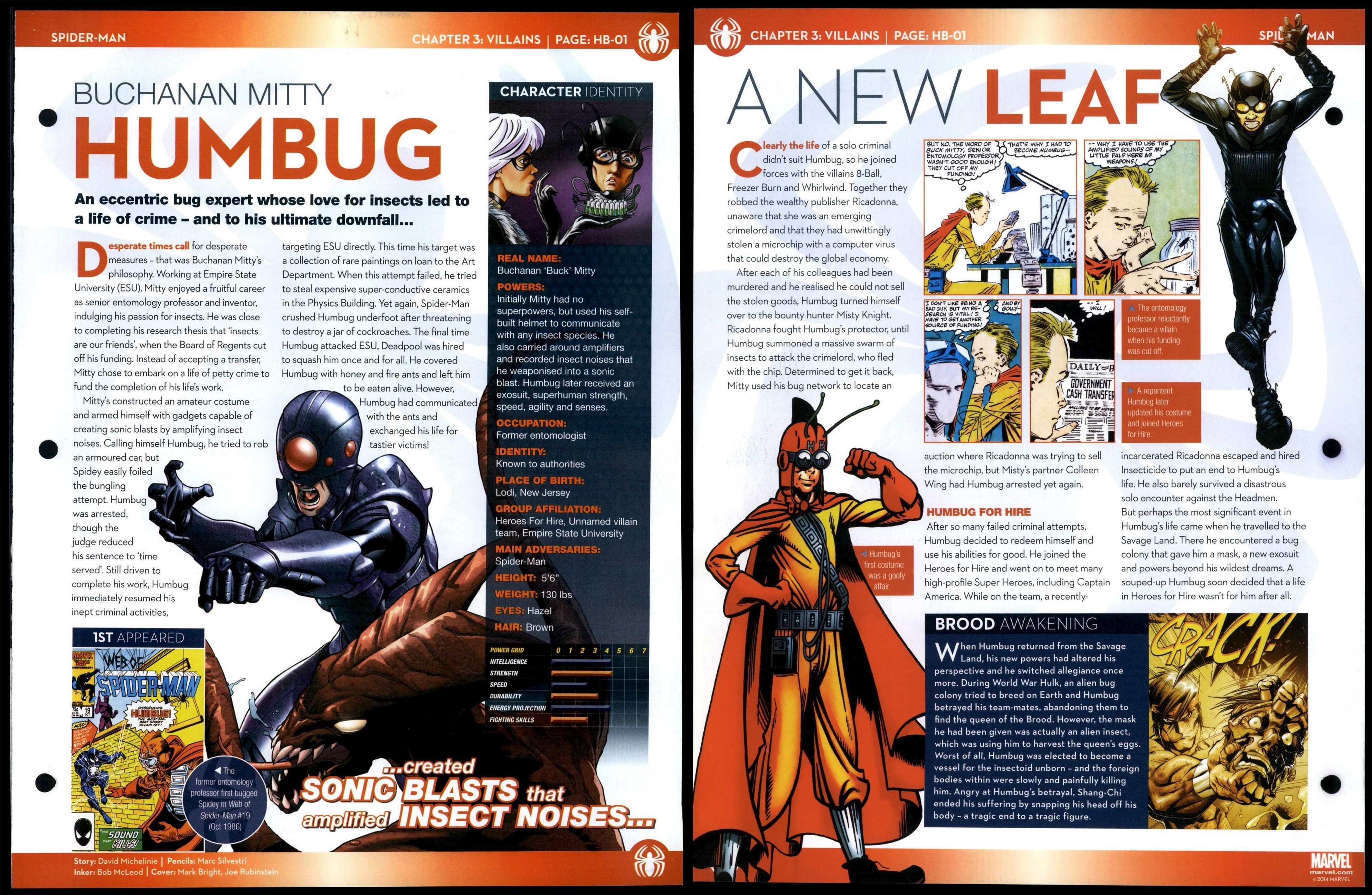 Humbug - Buchanan Mitty #HB-01 Villains - Spider-Man Marvel Fact File Page