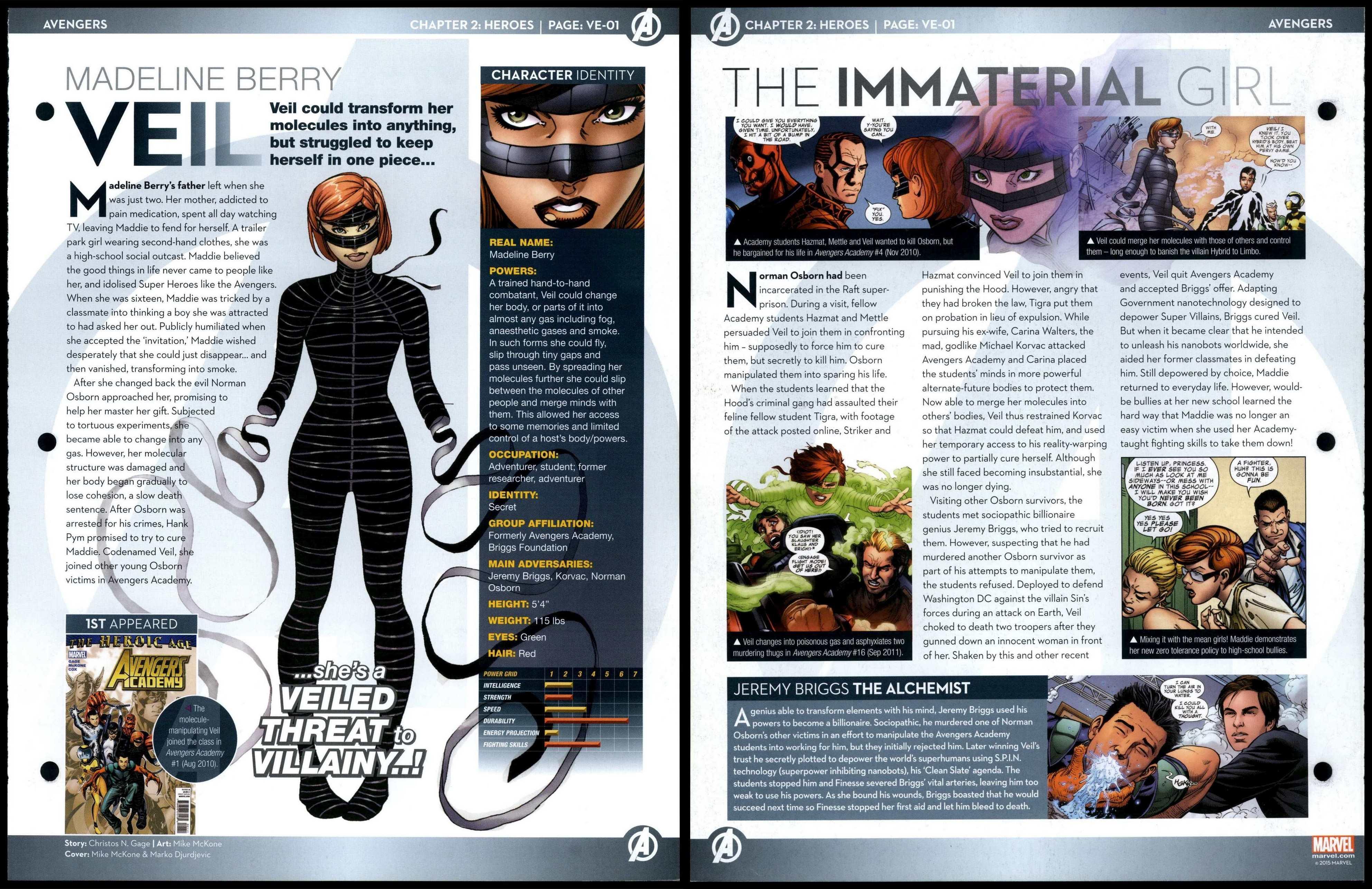 Veil - Madeline Berry #VE-01 Heroes - Avengers Marvel Fact File Page