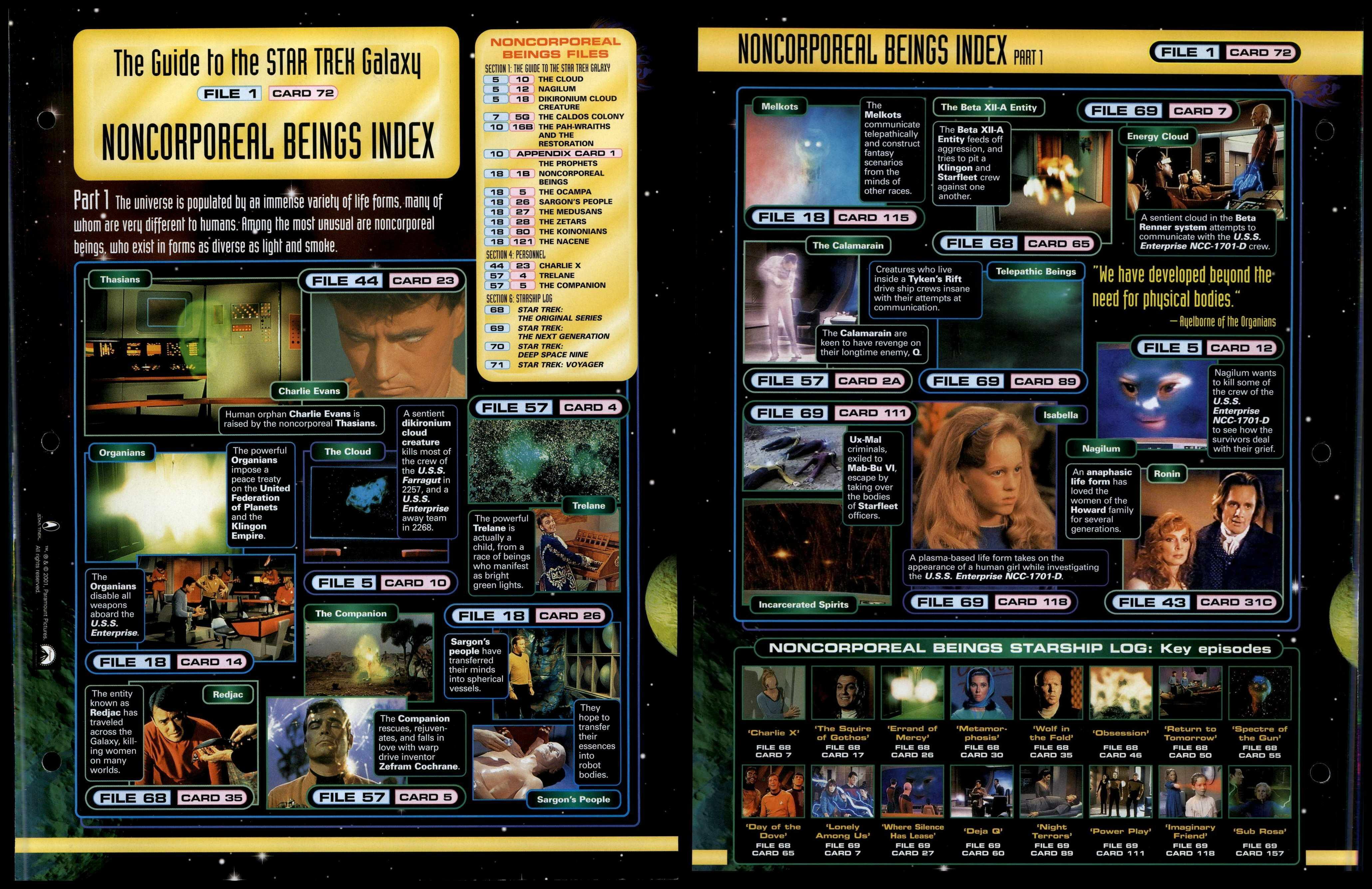 The Noncorporeal Beings Index - Introduction - Star Trek Fact File Page