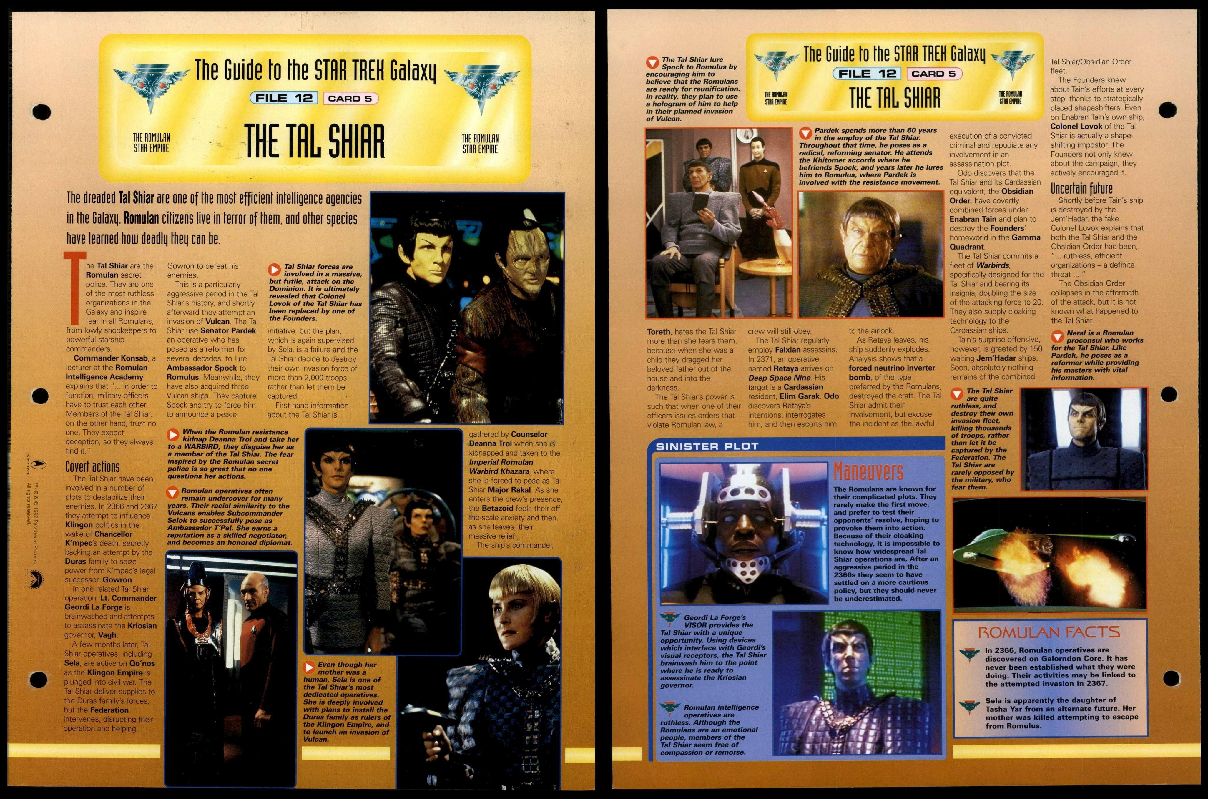The Tal Shiar - The Romulan Star Empire - Star Trek Fact File Page