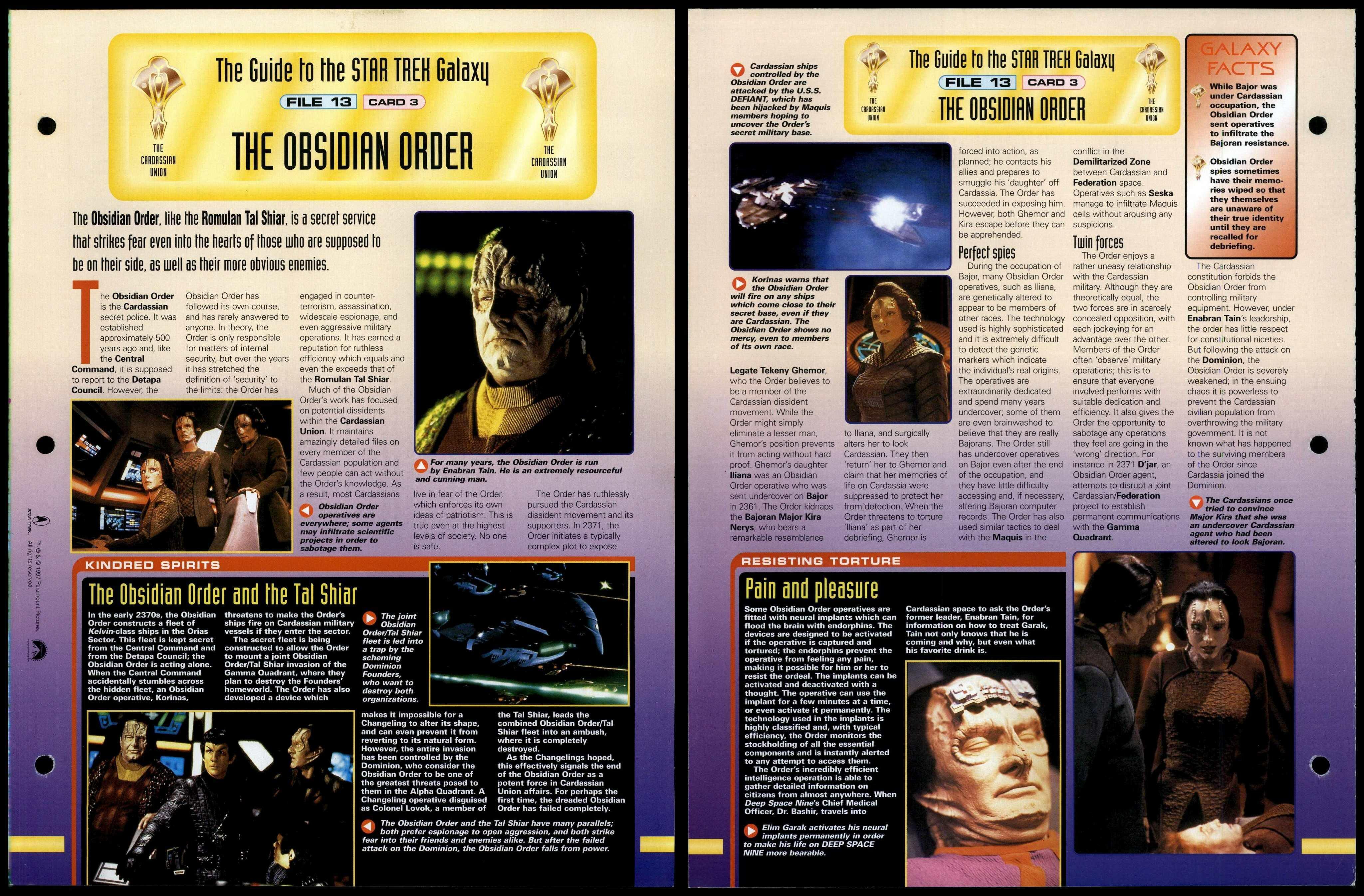 The Obsidian Order - The Cardassian Union - Star Trek Fact File Page