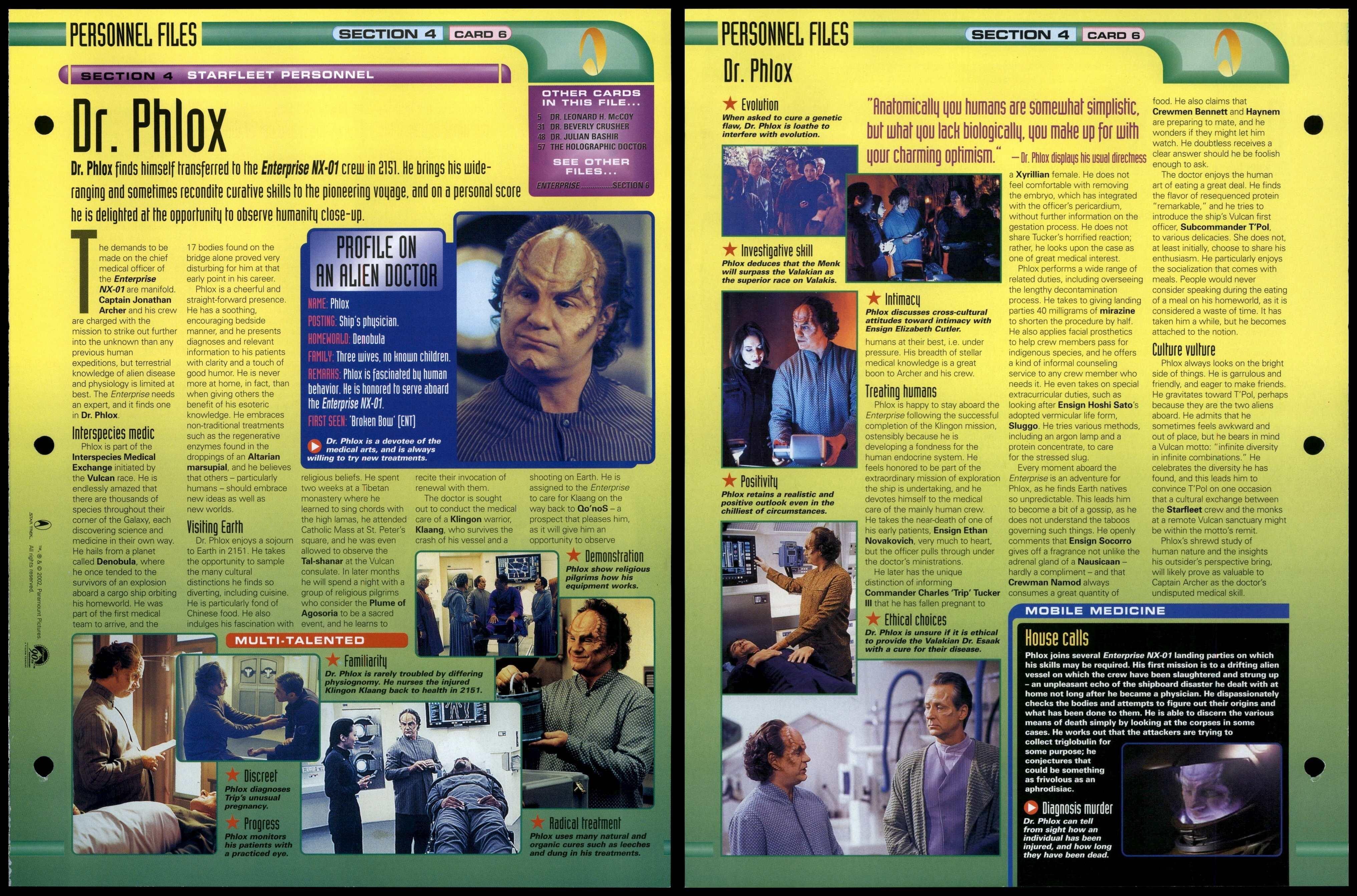 Dr. Phlox - Personnel Files - Star Trek Fact File Page Dr. Phlox - Personnel Files - Star Trek Fact File Page