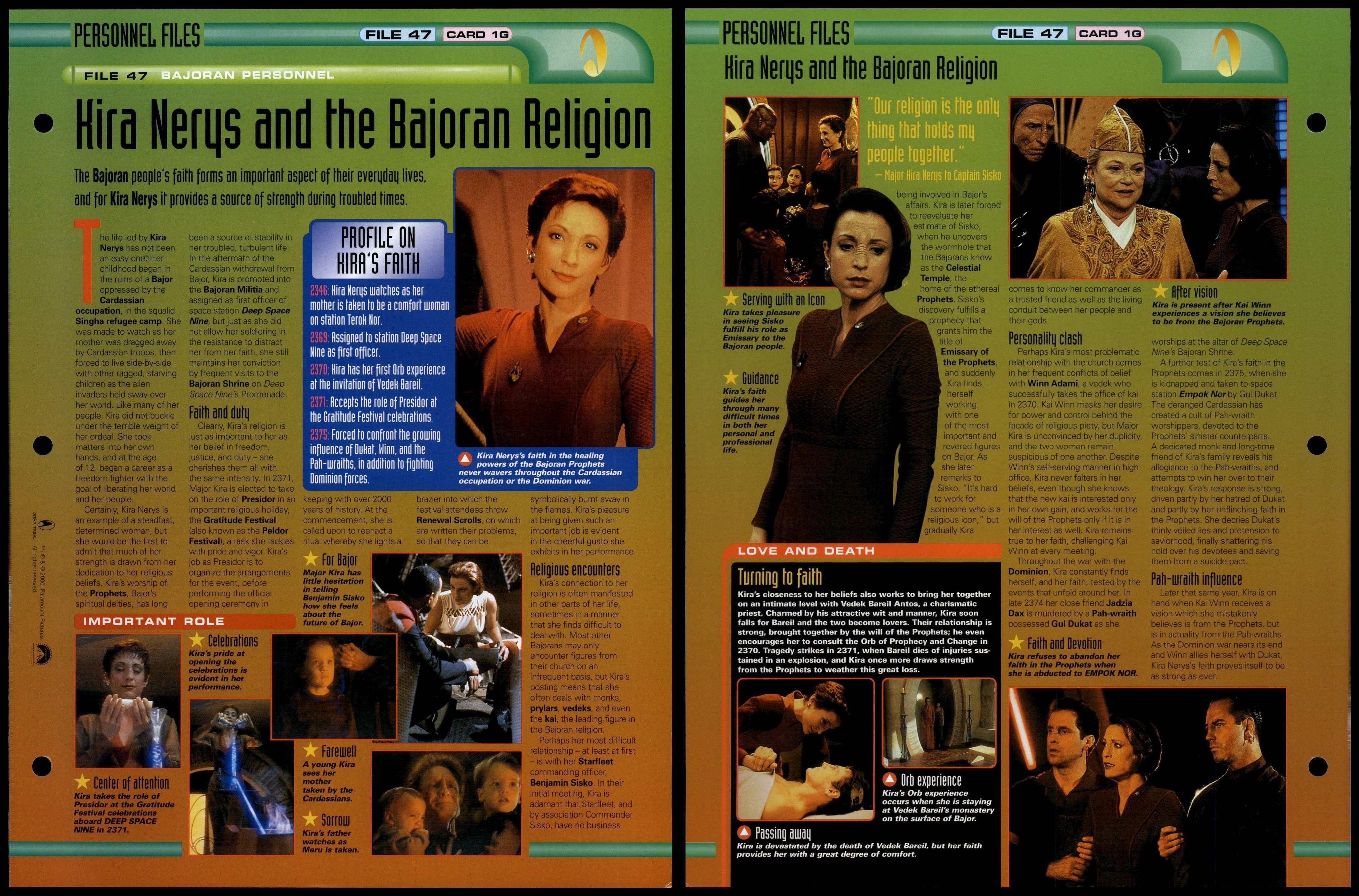 Kira Nerys & The Bajoran Religion - Bajoran Personnel - Star Trek Fact ...