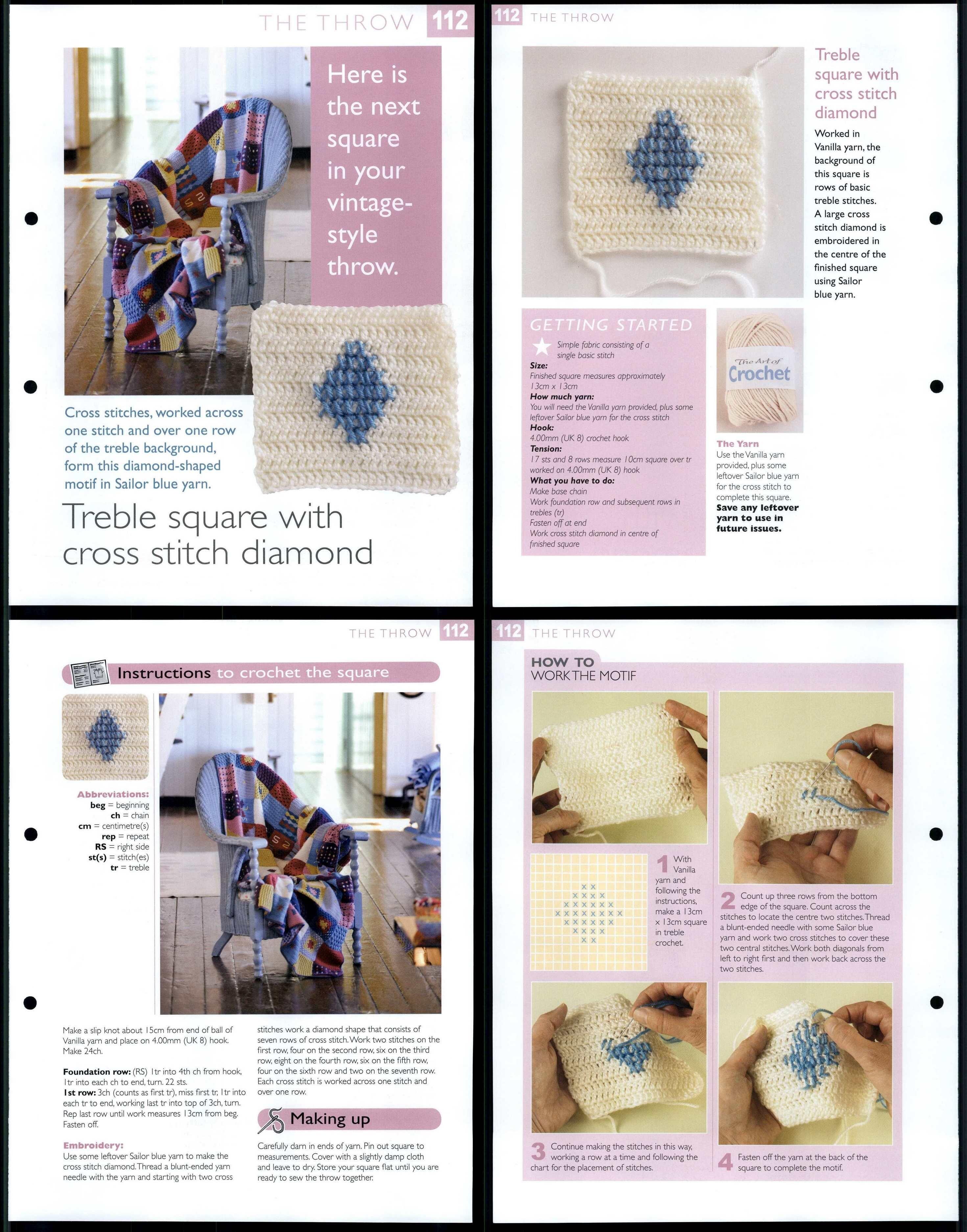 Treble Square With Cross Stitch Diamond #112 The Throw - The Art Of ...