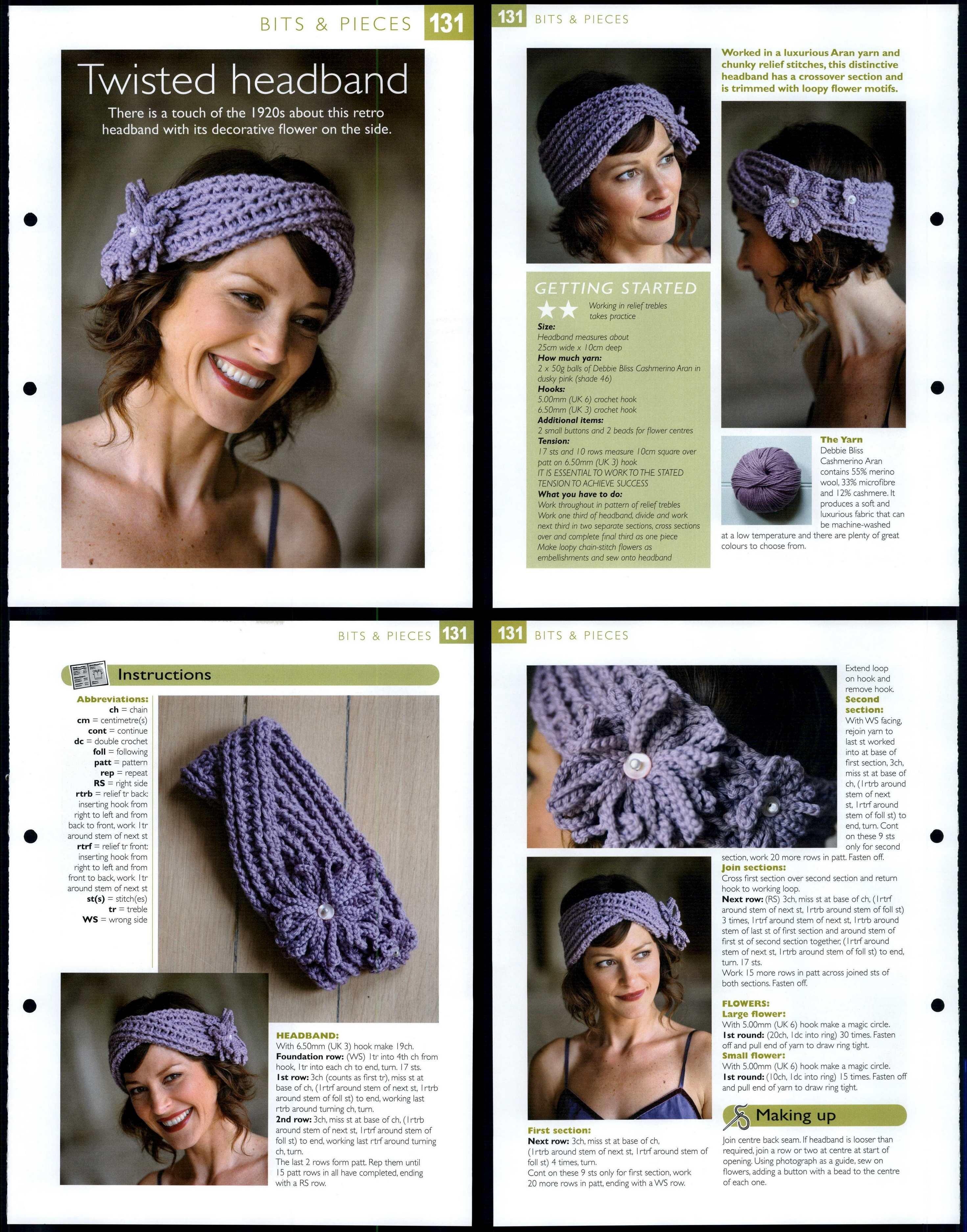 Twisted Headband #131 Bits & Pieces - The Art Of Crochet 2 Page Pattern