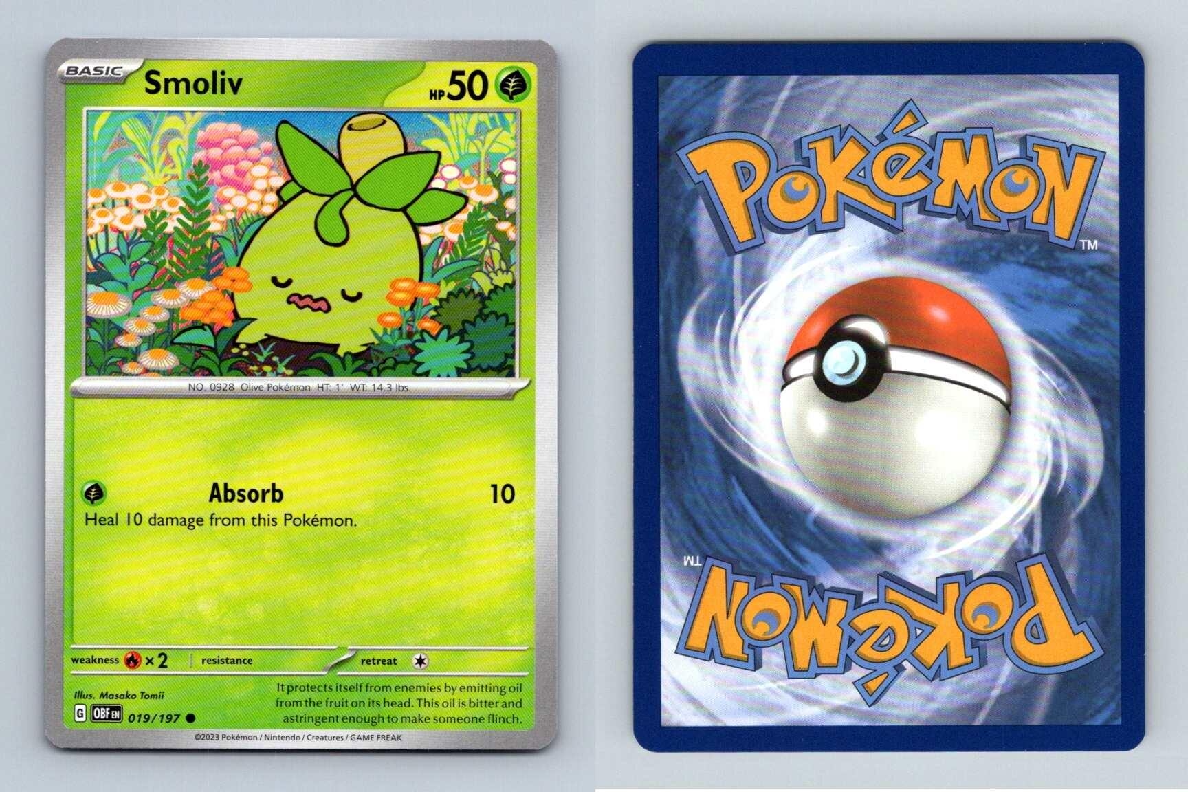 Smoliv #19/197 SV Obsidian Flames Common Pokemon 2023 TCG Card