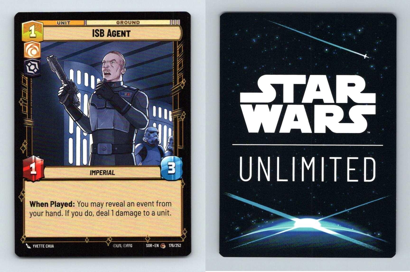 ISB Agent #176/252 Star Wars Unlimited Spark Of Rebellion Common TCG